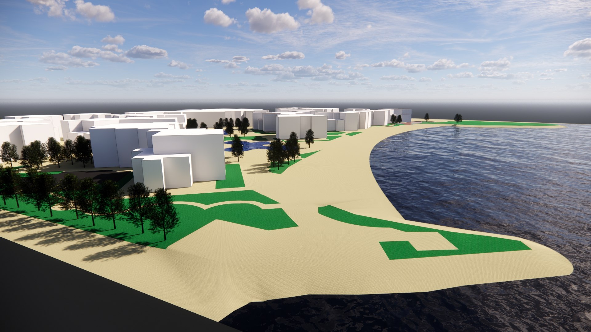 3D Beach Resort Qatar - Mass Buildings In Revit Model - TurboSquid 2223027