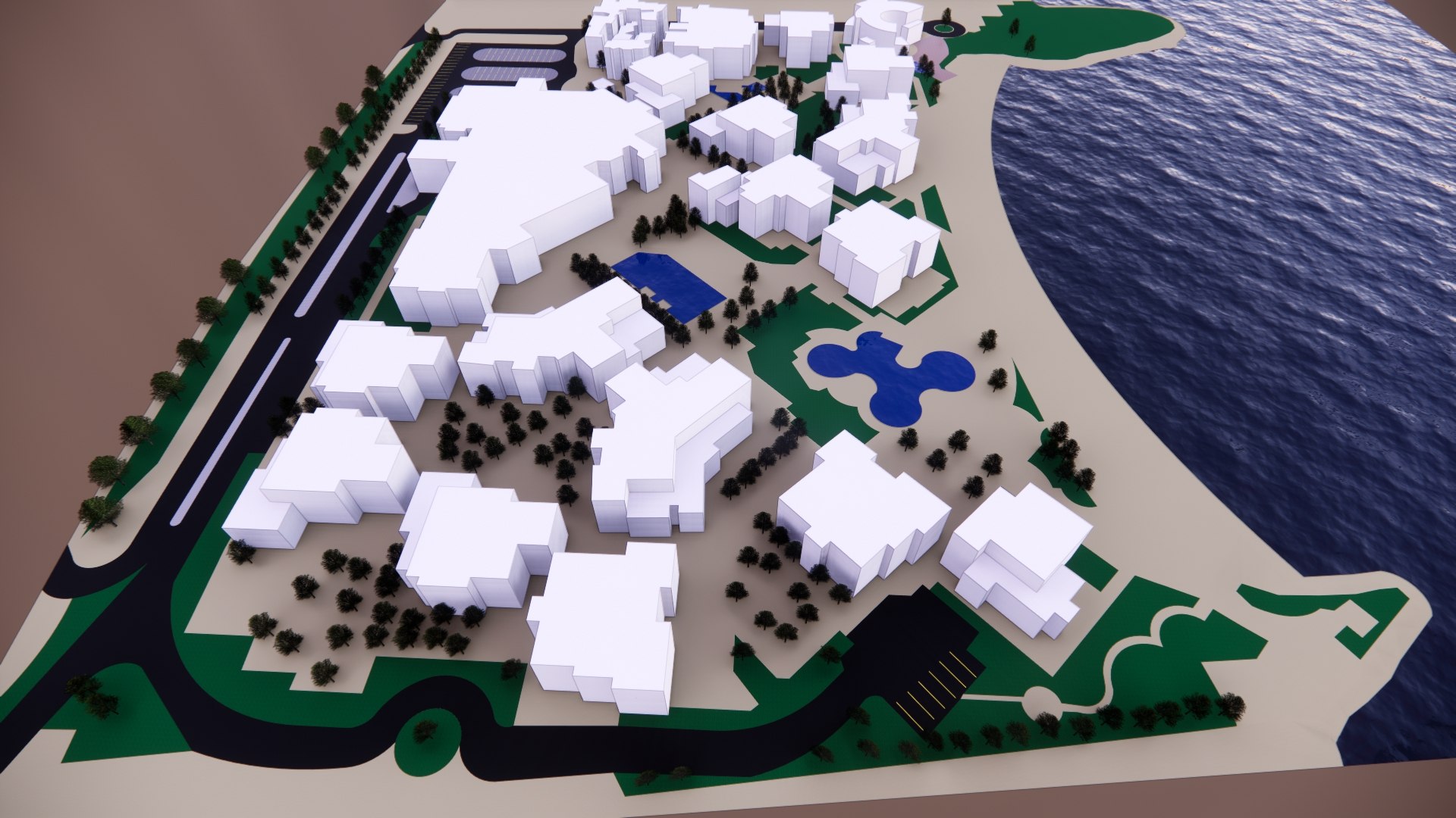3D Beach Resort Qatar - Mass Buildings In Revit Model - TurboSquid 2223027