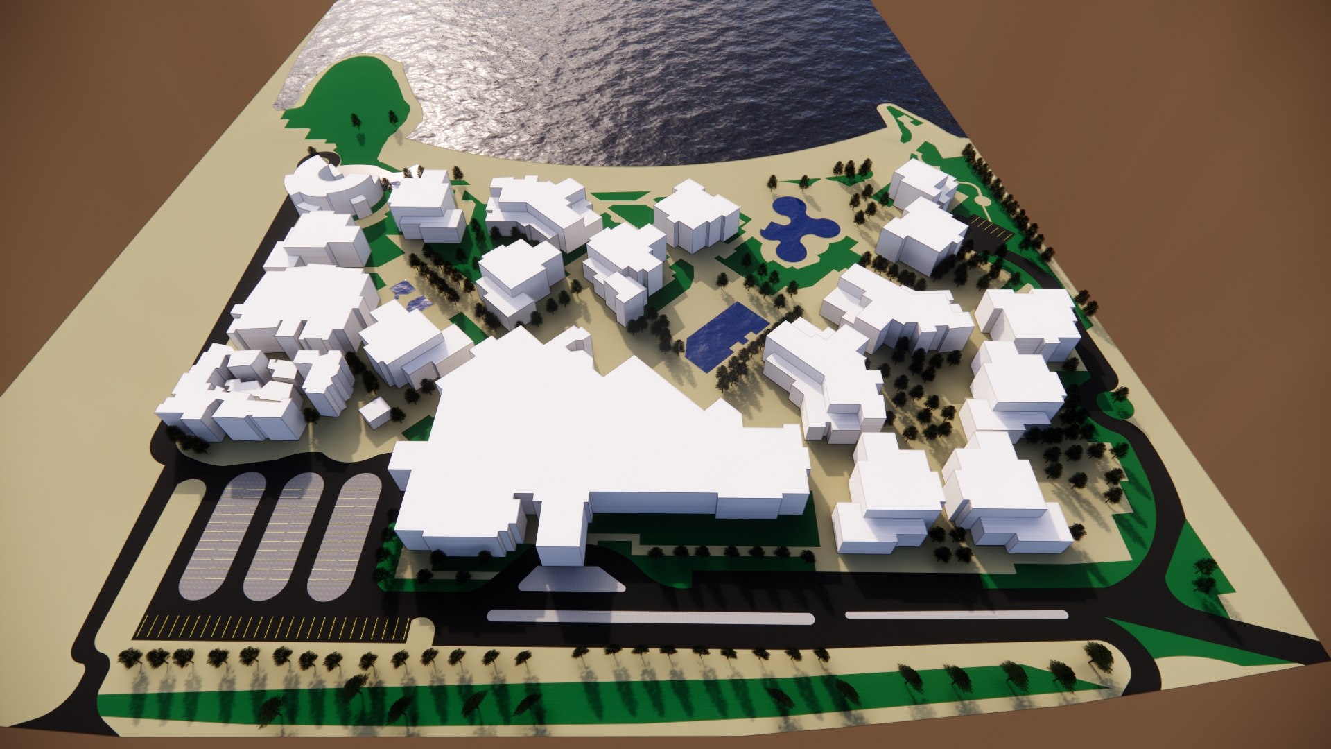 3D Beach Resort Qatar - Mass Buildings In Revit Model - TurboSquid 2223027