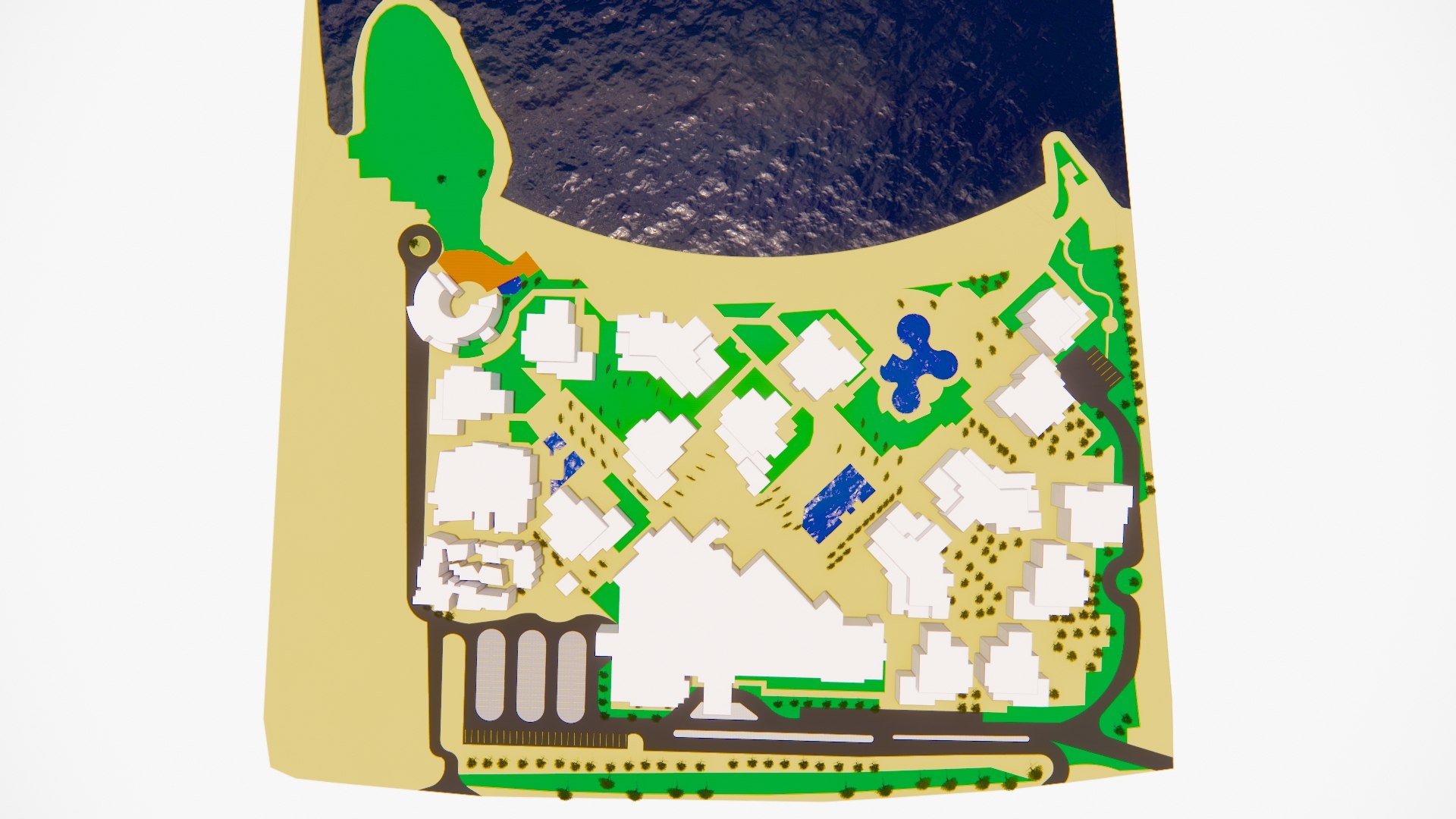 3D Beach Resort Qatar - Mass Buildings In Revit Model - TurboSquid 2223027