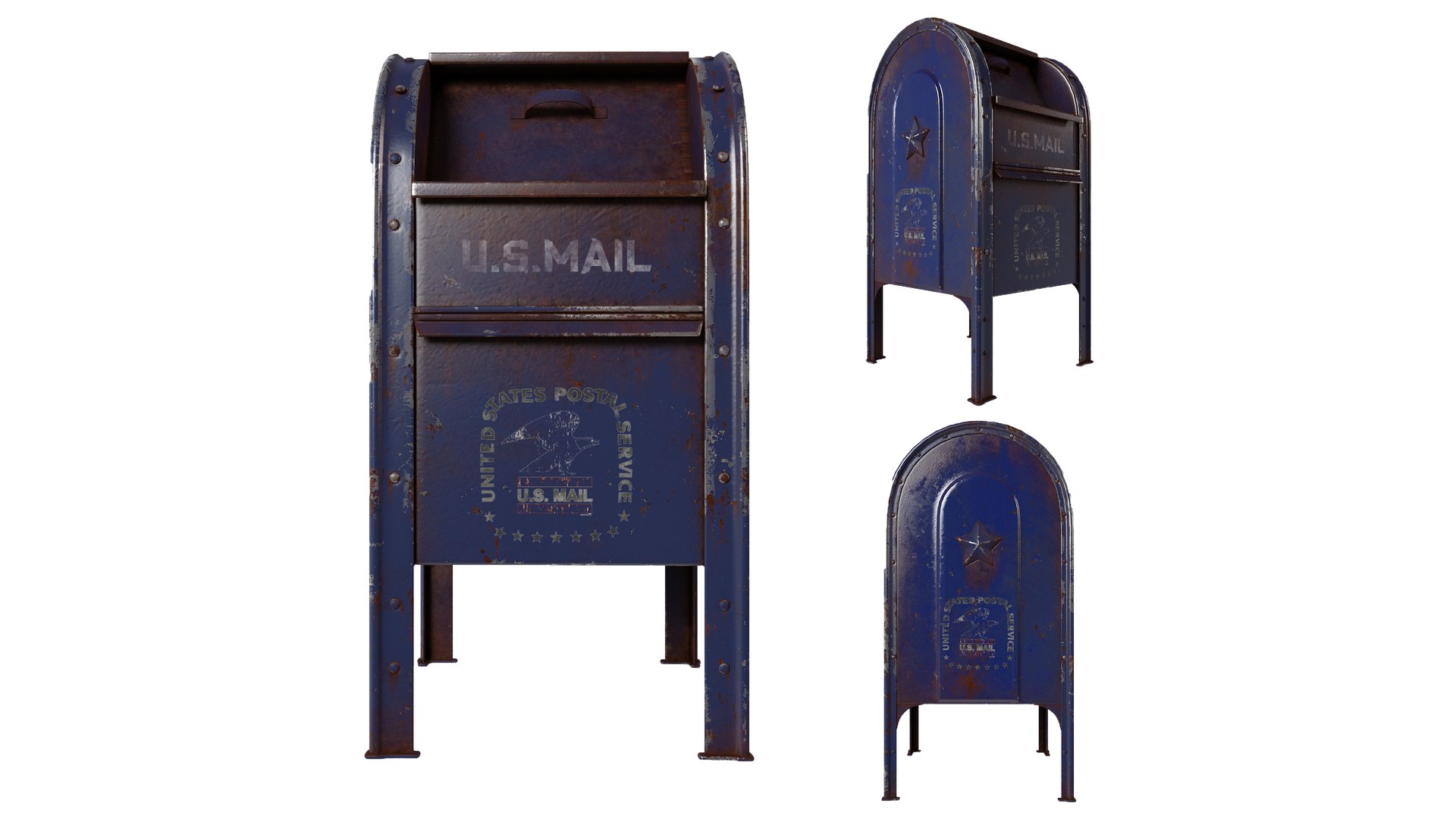 Blue US Mailbox Express Mail Model - TurboSquid 2006010