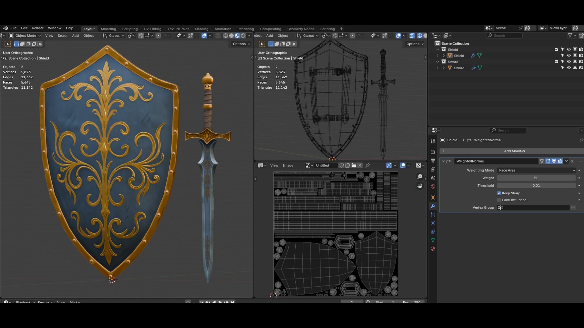 3D Stylized Sword And Shield - TurboSquid 2513855