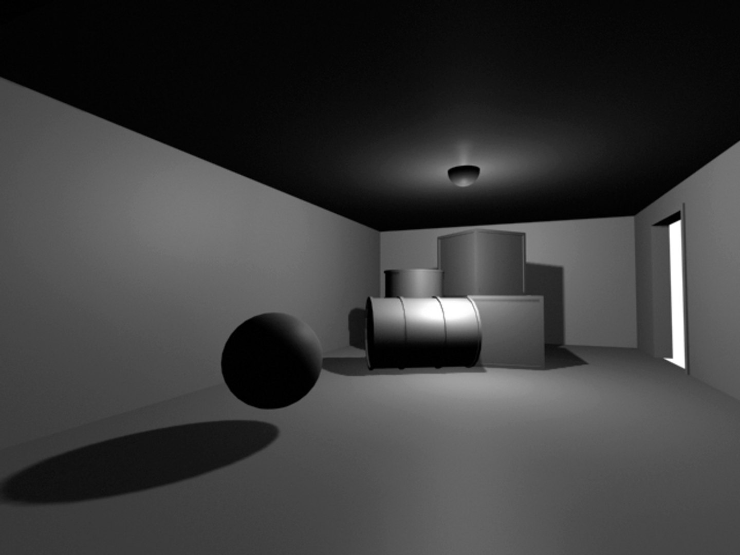 3d dark interior scene