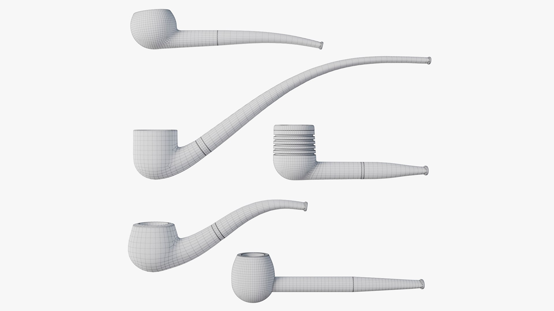 3D Smoking Pipes 5 Items Set Model - TurboSquid 2012664