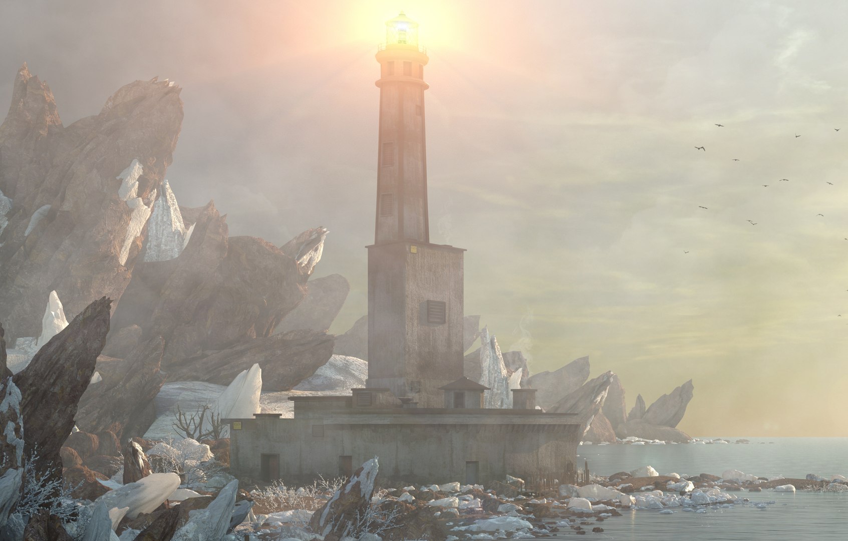 3D Model Winter Lost LightHouse Environment - TurboSquid 2008450