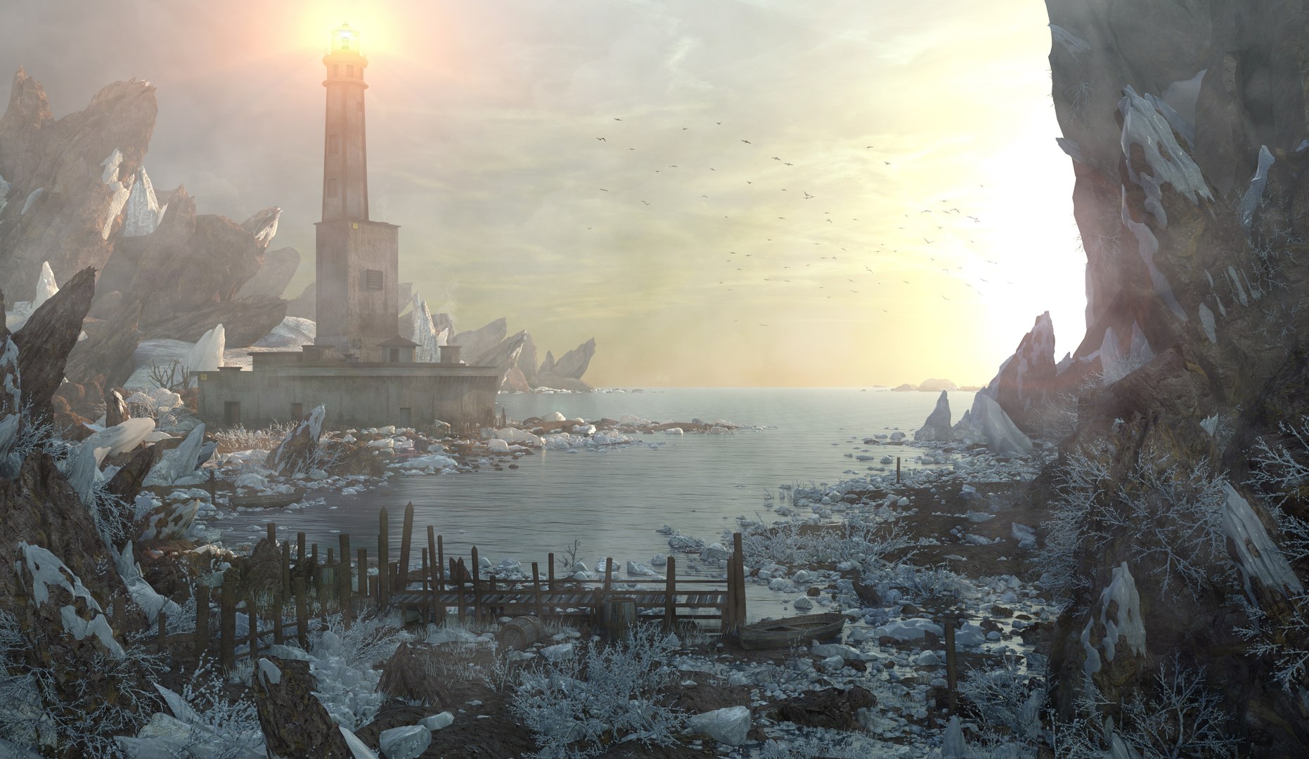 3D Model Winter Lost LightHouse Environment - TurboSquid 2008450