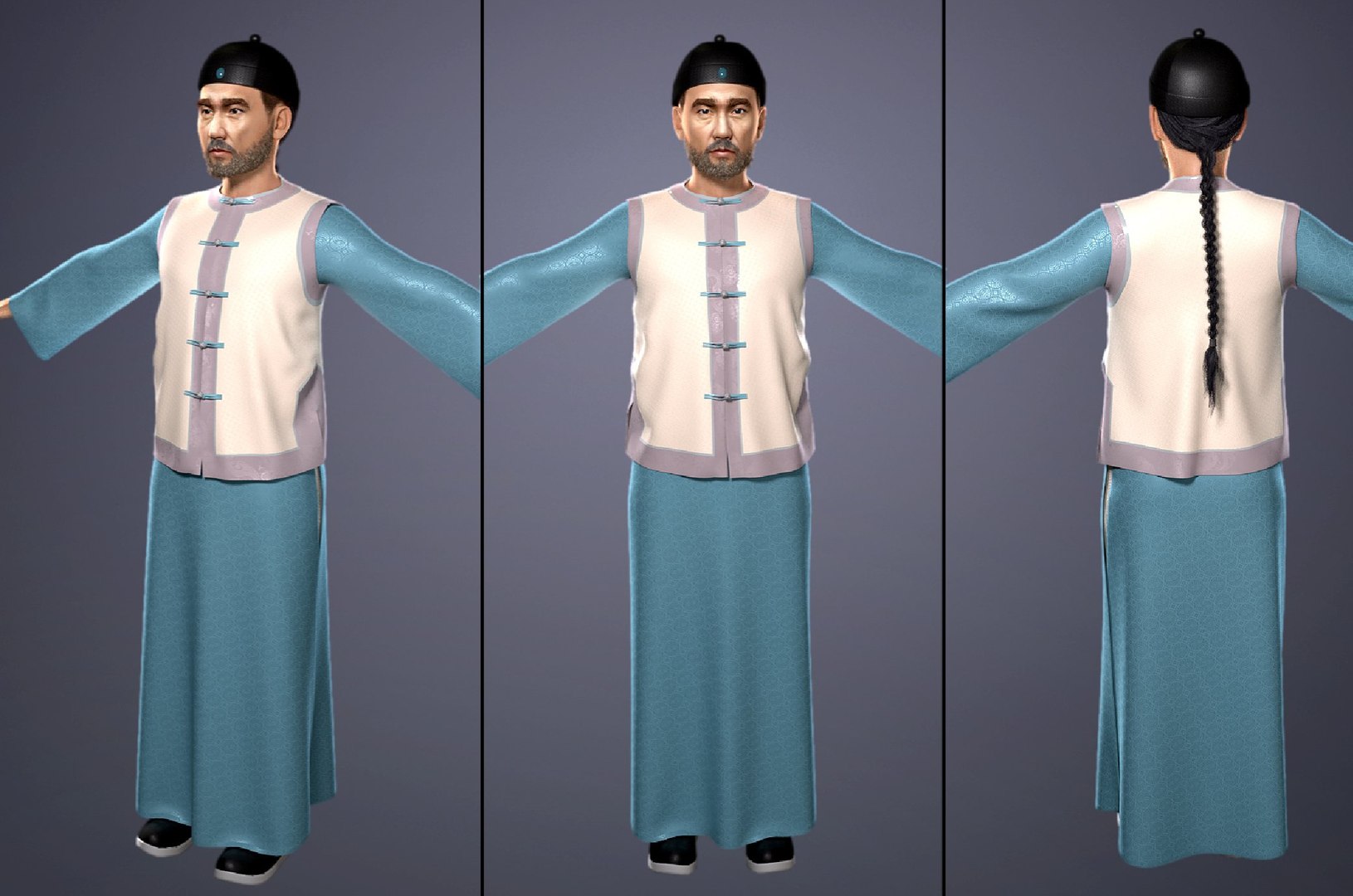 3D Chinese Ancient Qing Dynasty Rich Man Model - TurboSquid 2203083