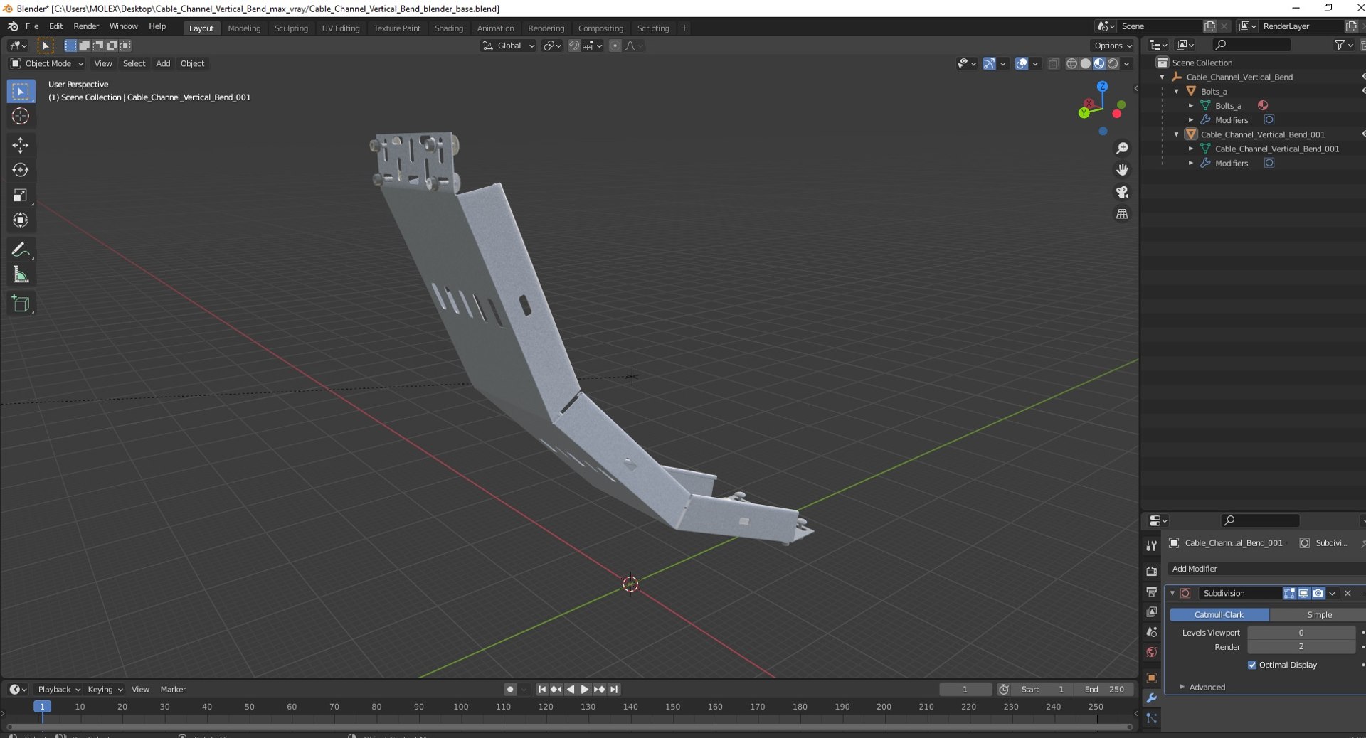 3D Cable Channel Vertical Bend Model - TurboSquid 2149409