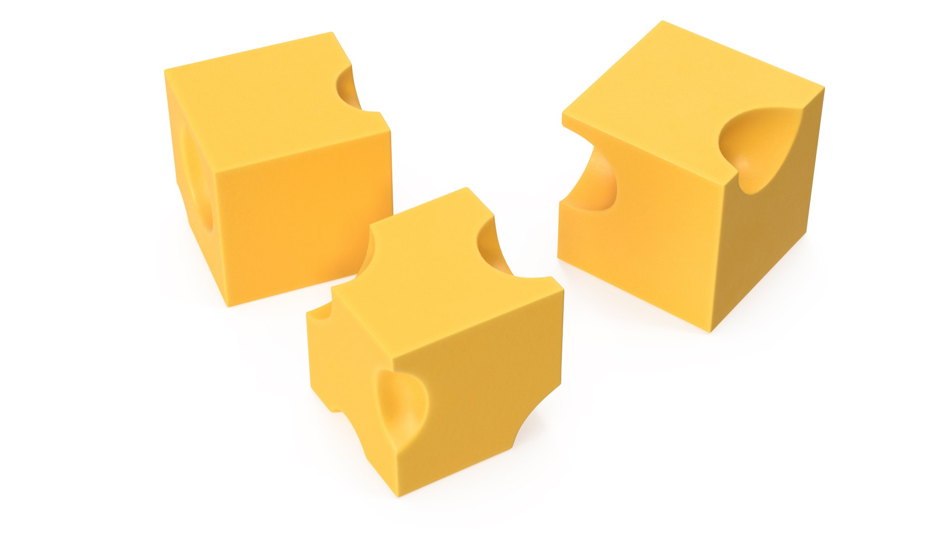 3D Cartoon Cubes Of Yellow Cheese - TurboSquid 2078136