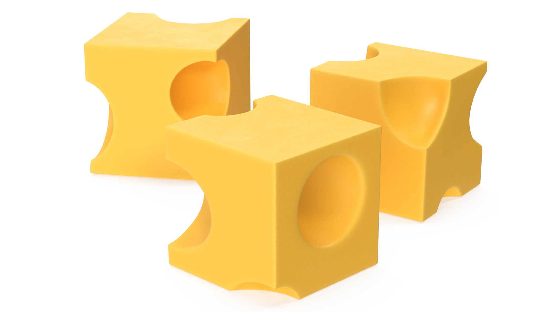 3D Cartoon Cubes Of Yellow Cheese - TurboSquid 2078136