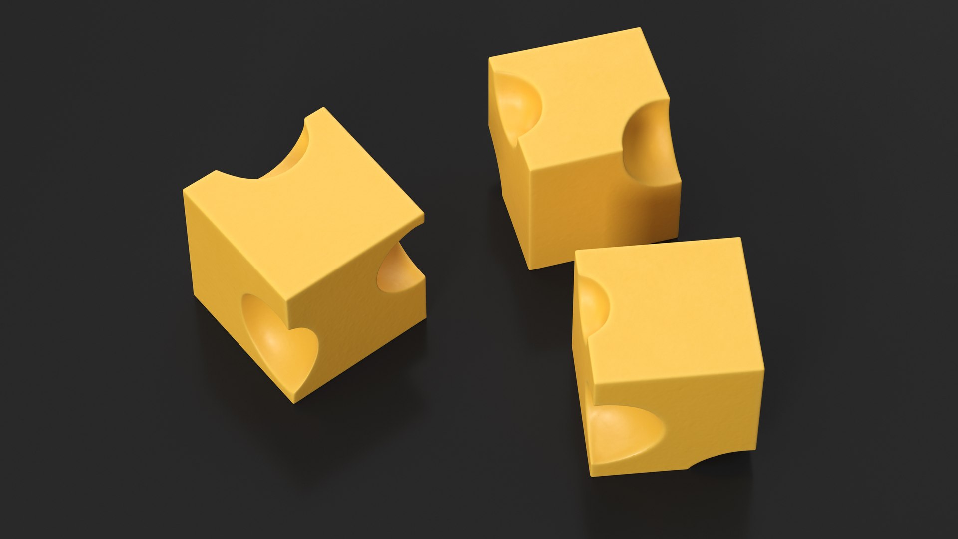 3D Cartoon Cubes Of Yellow Cheese - TurboSquid 2078136