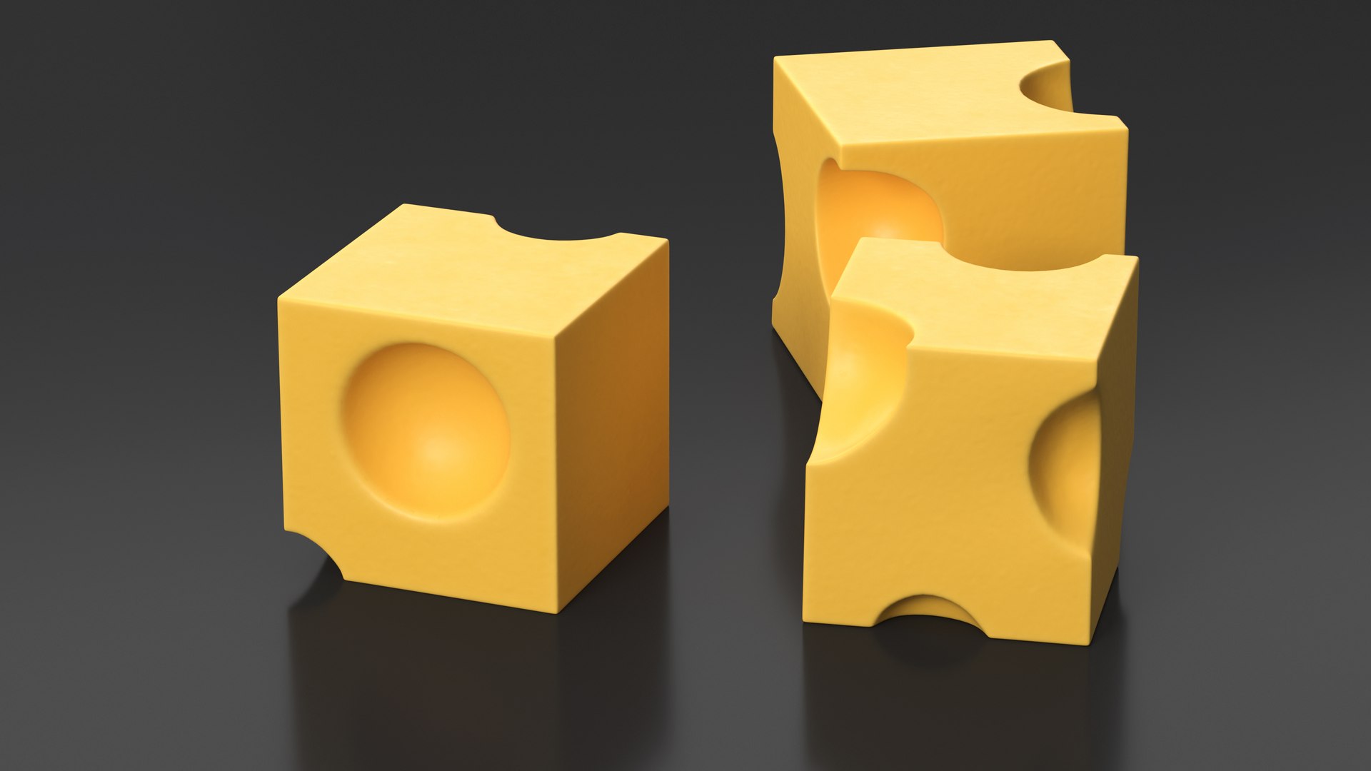 3D Cartoon Cubes Of Yellow Cheese - TurboSquid 2078136