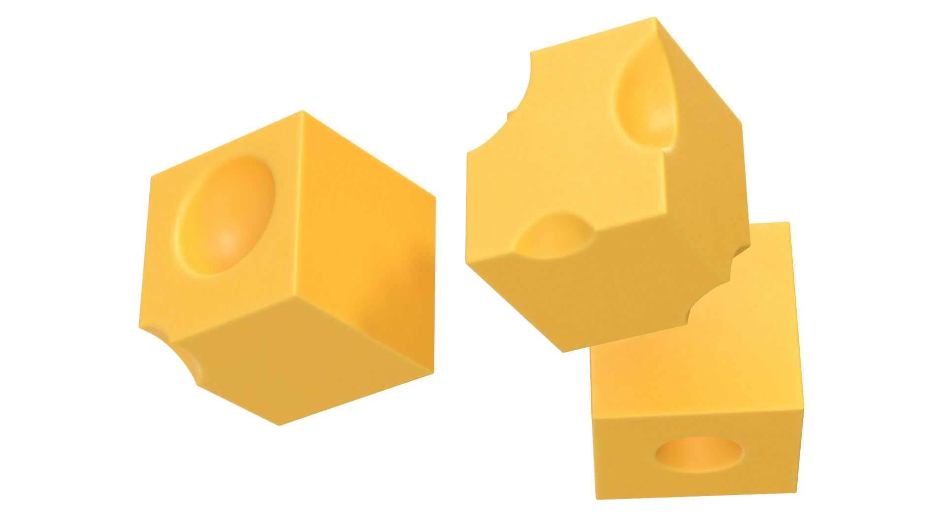 3D Cartoon Cubes Of Yellow Cheese - TurboSquid 2078136