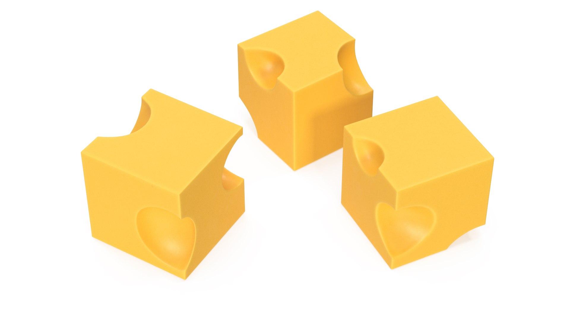 3D Cartoon Cubes Of Yellow Cheese - TurboSquid 2078136