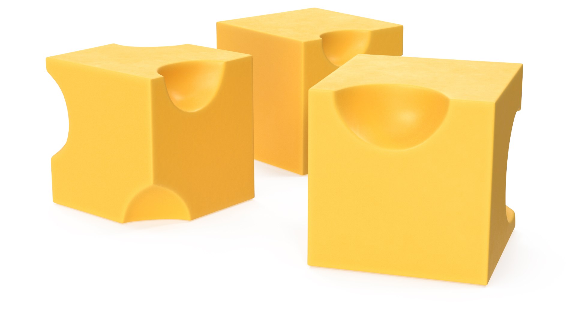 3D Cartoon Cubes Of Yellow Cheese - TurboSquid 2078136