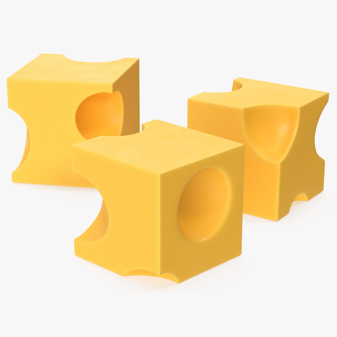 3D Cartoon Cubes of Yellow Cheese - TurboSquid 2078136
