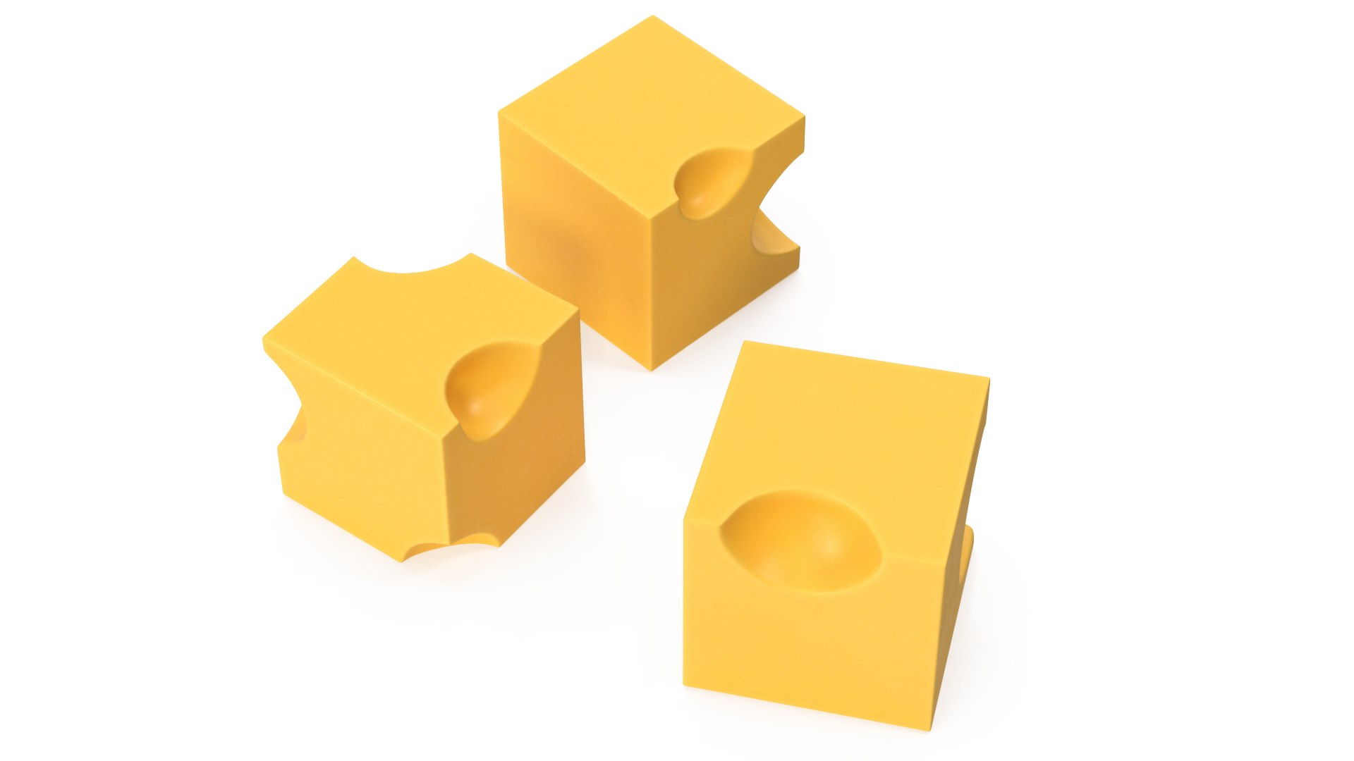 3D Cartoon Cubes Of Yellow Cheese - TurboSquid 2078136