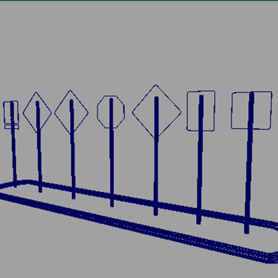 Street Signs Bench Trash 3d Model