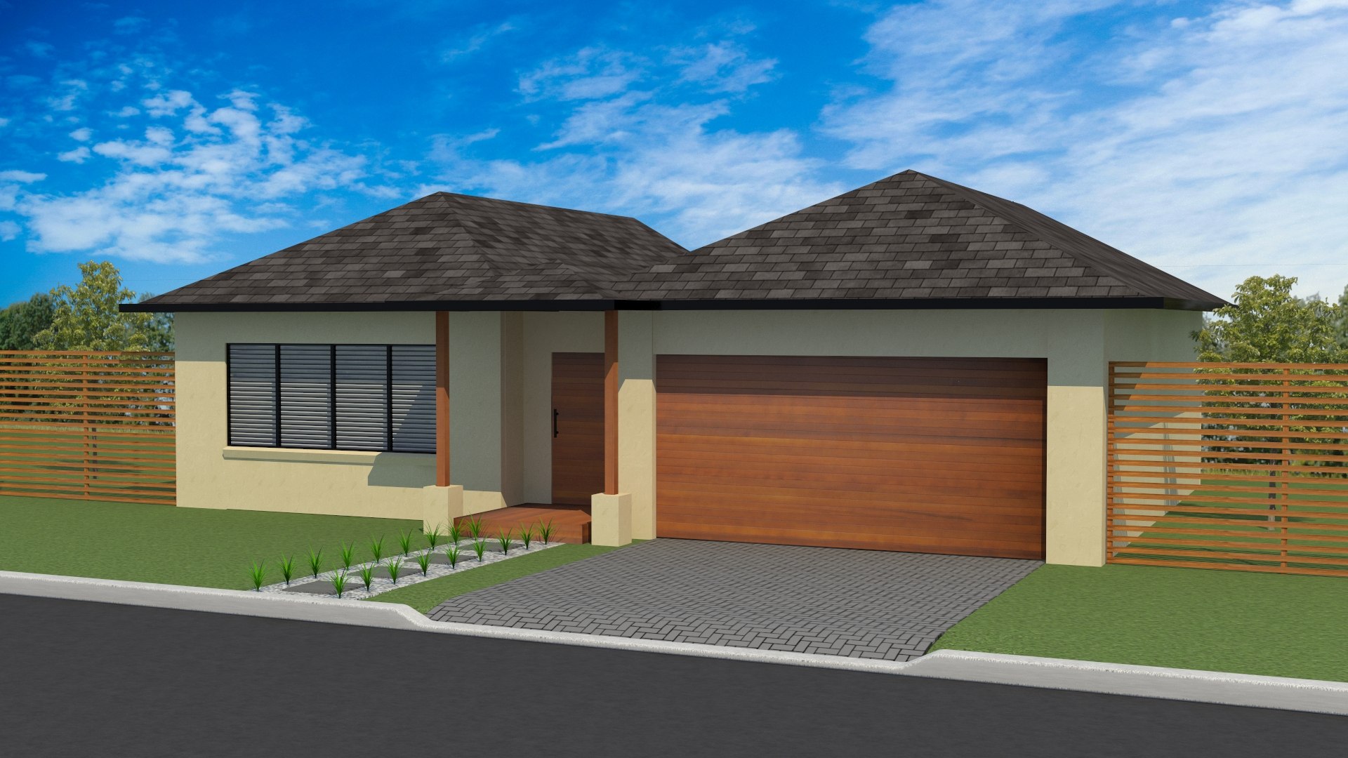 3D Australian House Single Level Architectural Building Exterior Model ...