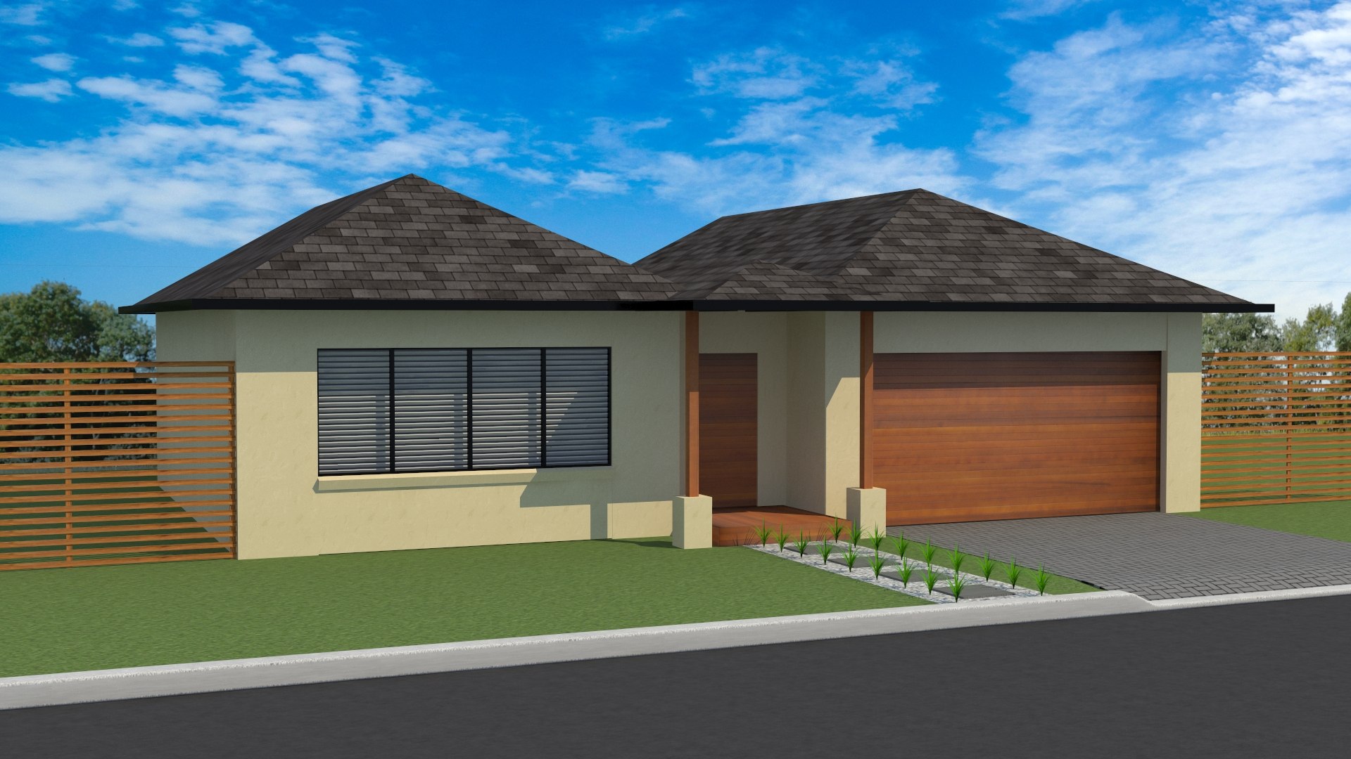 3D Australian House Single Level Architectural Building Exterior Model ...