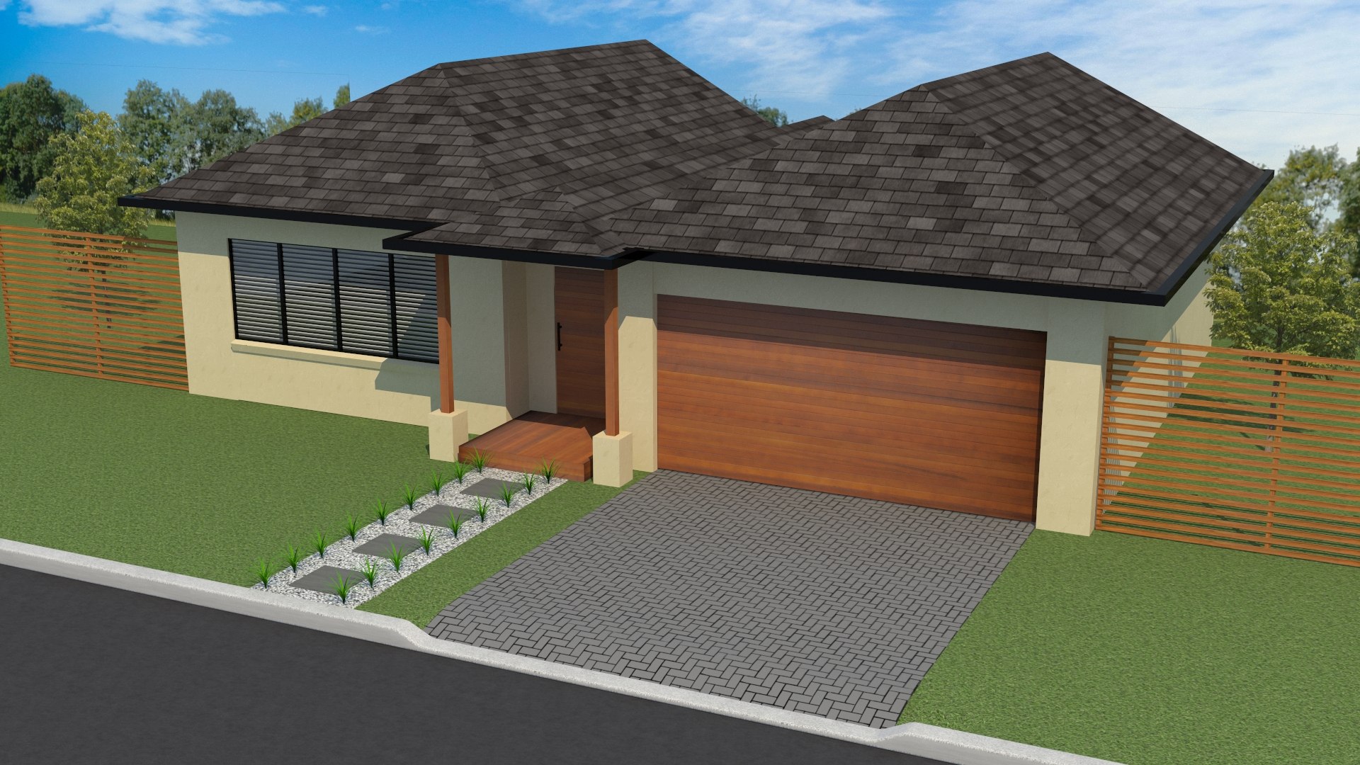 3D Australian House Single Level Architectural Building Exterior Model ...