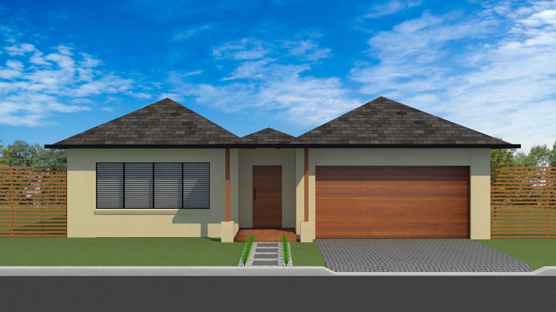 3D Australian House Single Level Architectural Building Exterior Model ...
