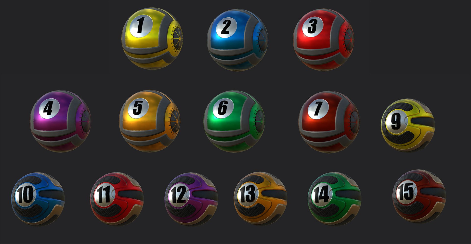 3D Eight Balls Collection Highpoly Model - TurboSquid 2099549