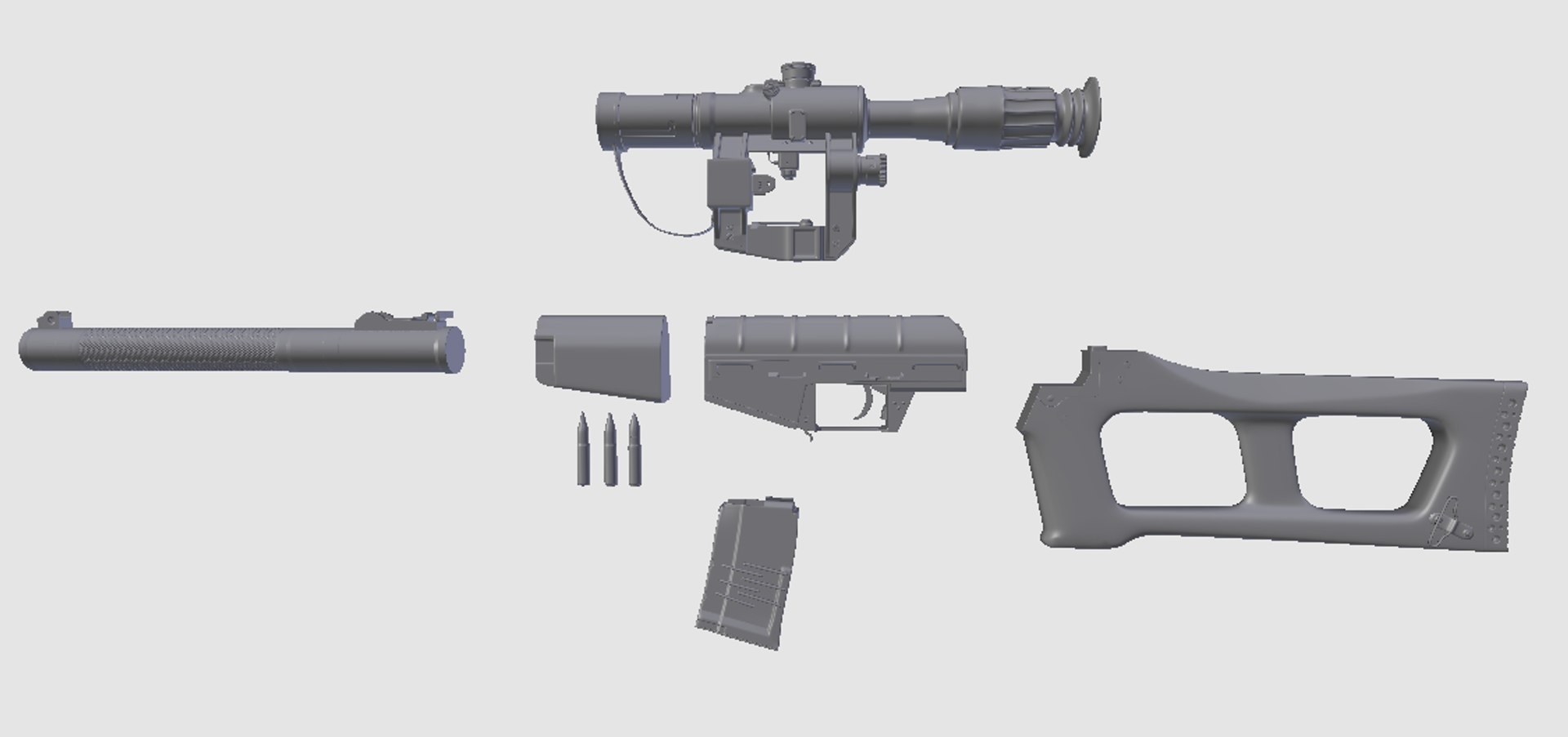 Vss Pso-1 Bullets Rifle Obj