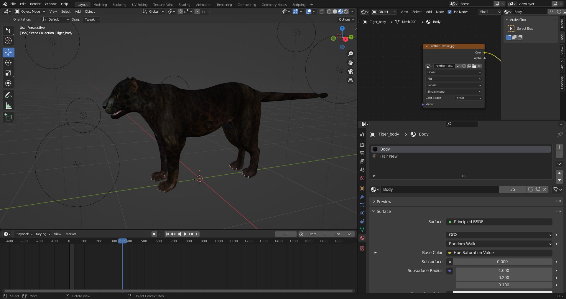 Fur Black Panther Rigged And Animation In Blender Model - TurboSquid ...