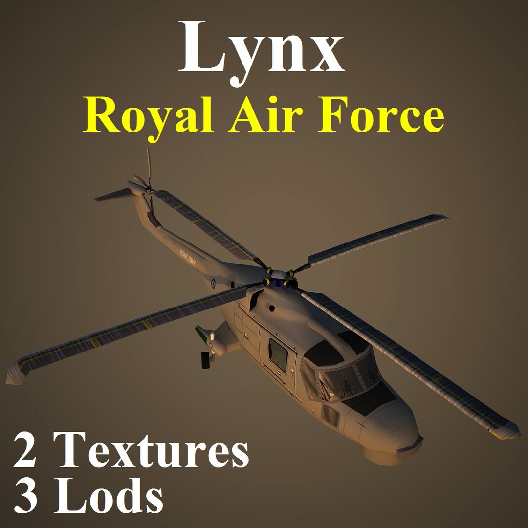Agustawestland Lynx Raf Helicopter 3d Model
