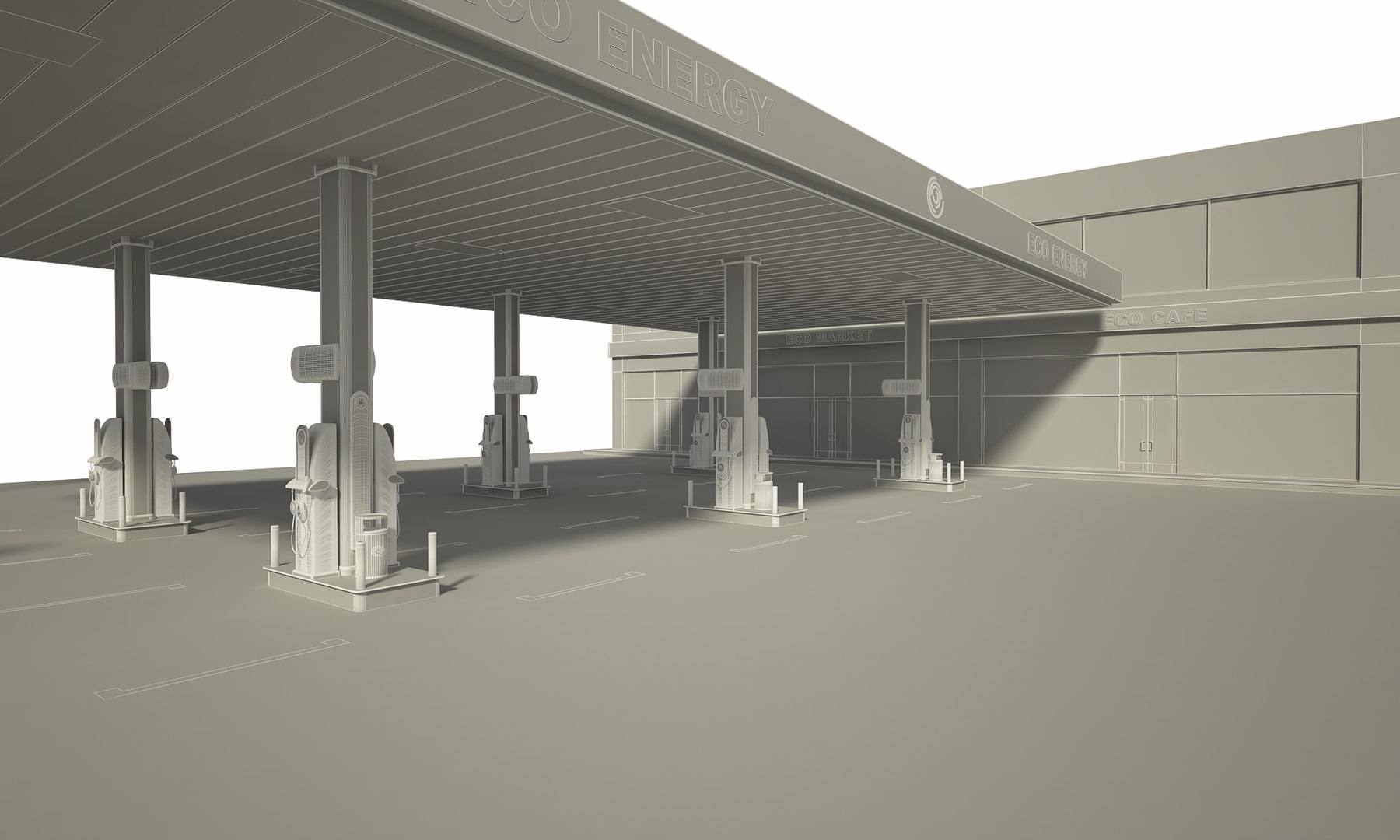 3D Gas Station Model - TurboSquid 1427673