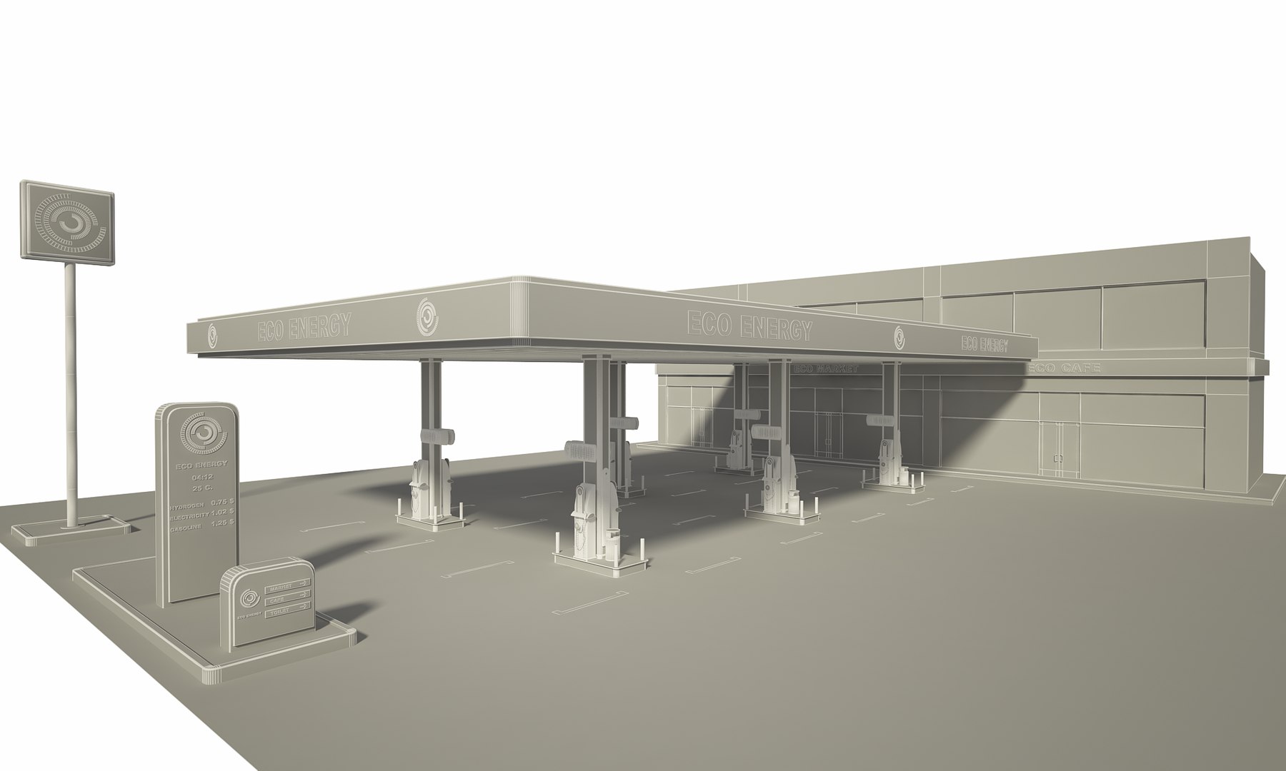 3D Gas Station Model - TurboSquid 1427673