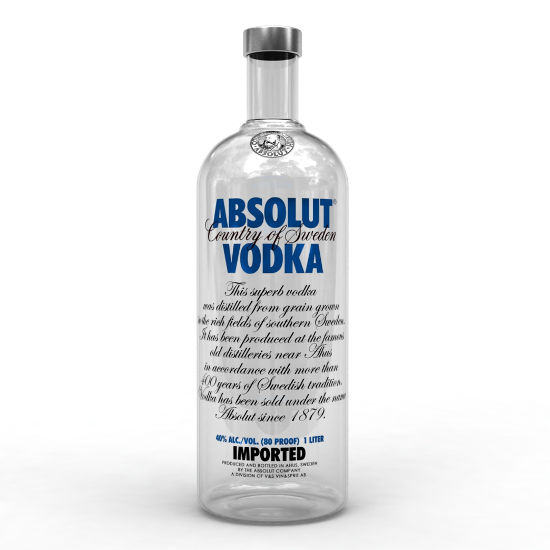 3d Absolut Vodka Bottle