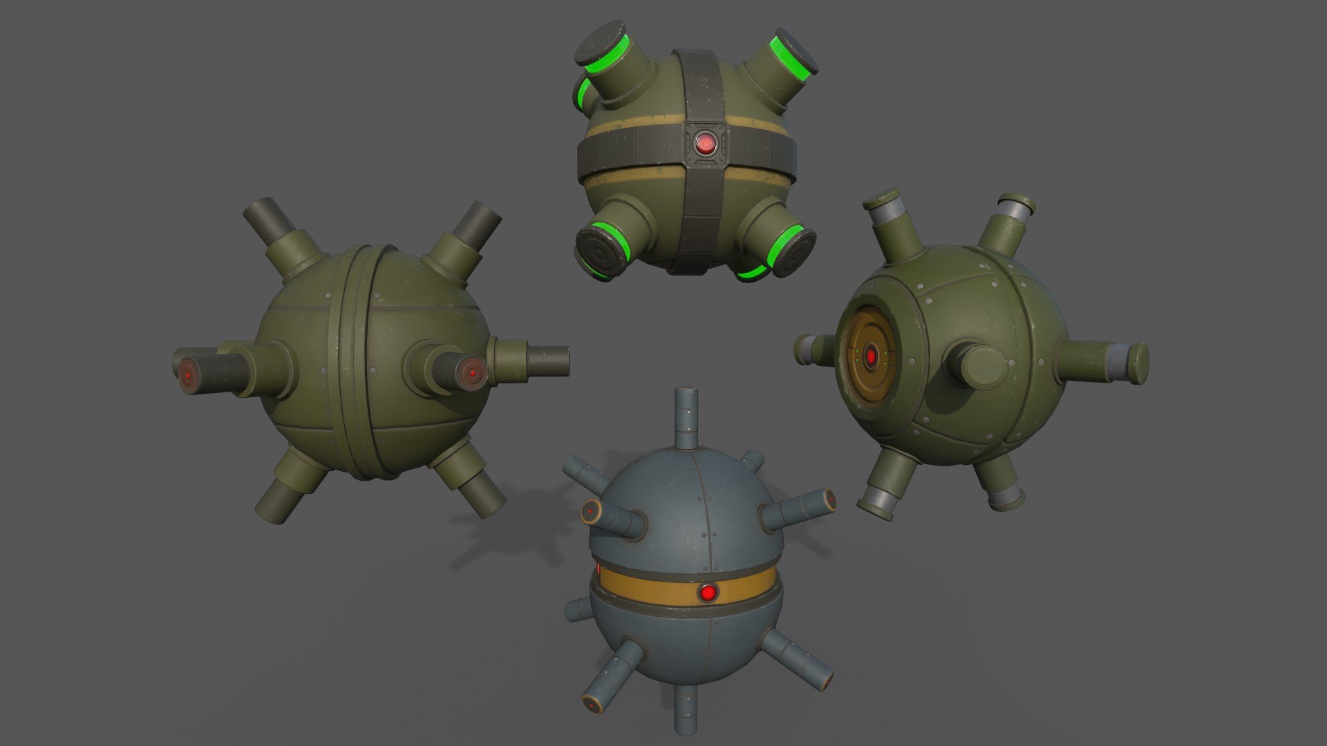 Sci-fi MinesBombs 3D Model - TurboSquid 2211585