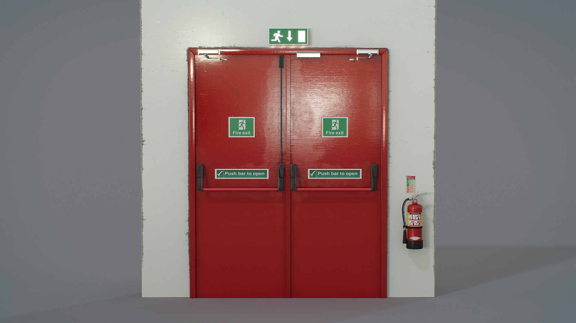 3D Model Double Fire Exit Doors Red - TurboSquid 1830562