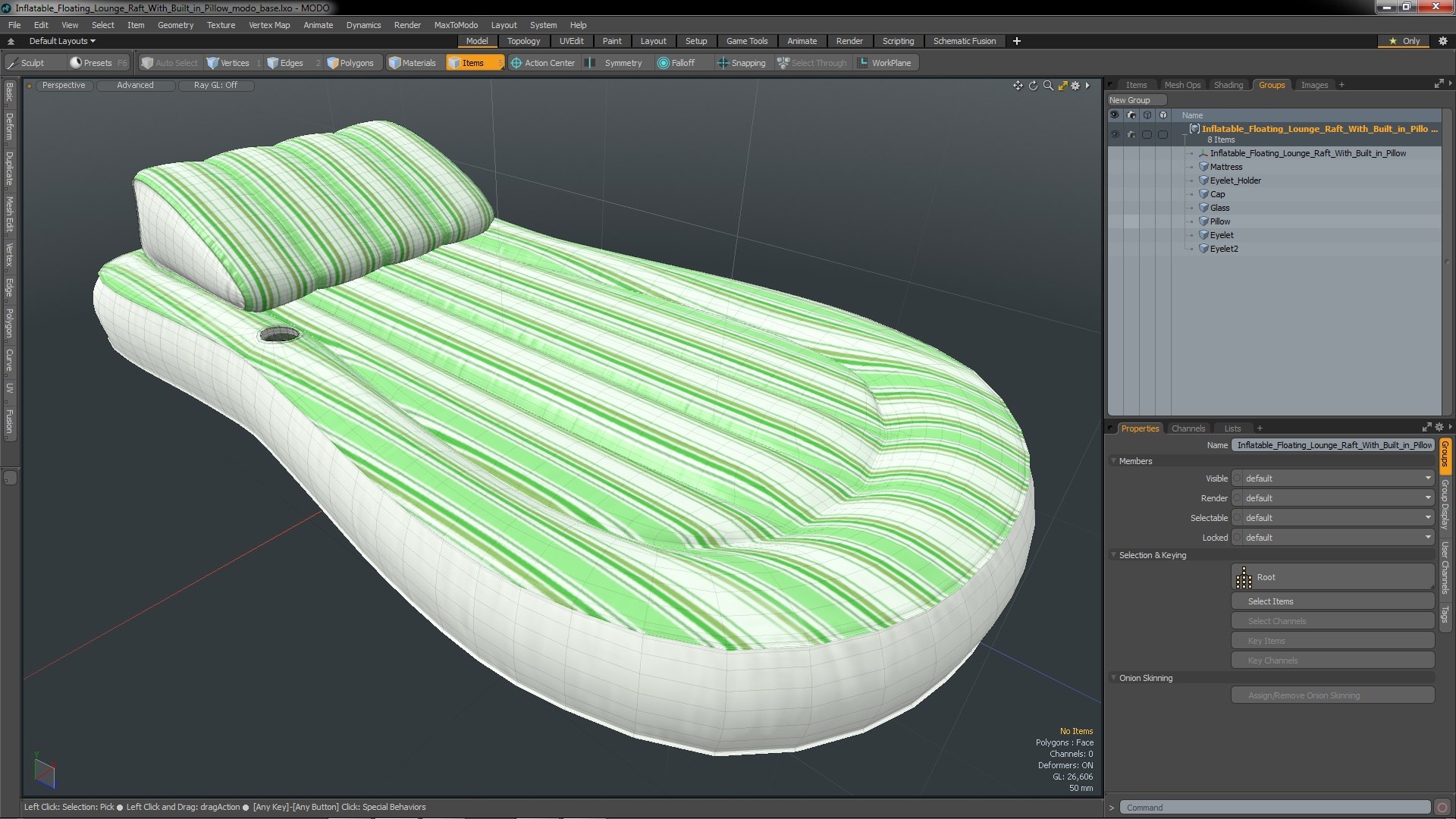 Inflatable Floating Lounge Raft With Built In Pillow 3D Model ...