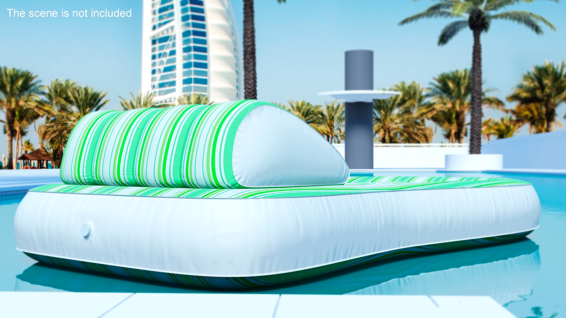 Inflatable Floating Lounge Raft With Built In Pillow 3D Model ...