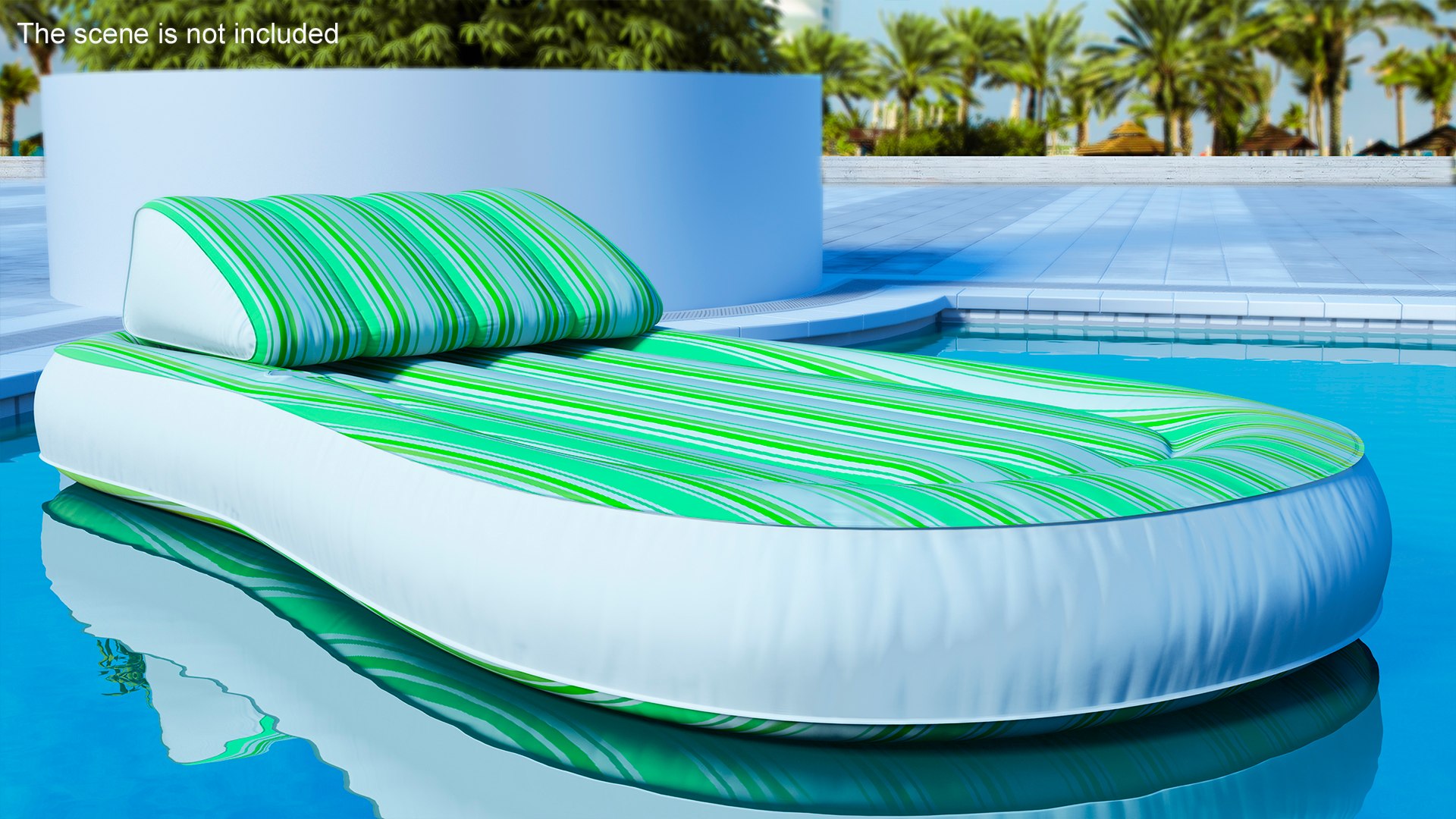 Inflatable Floating Lounge Raft With Built In Pillow 3D Model ...