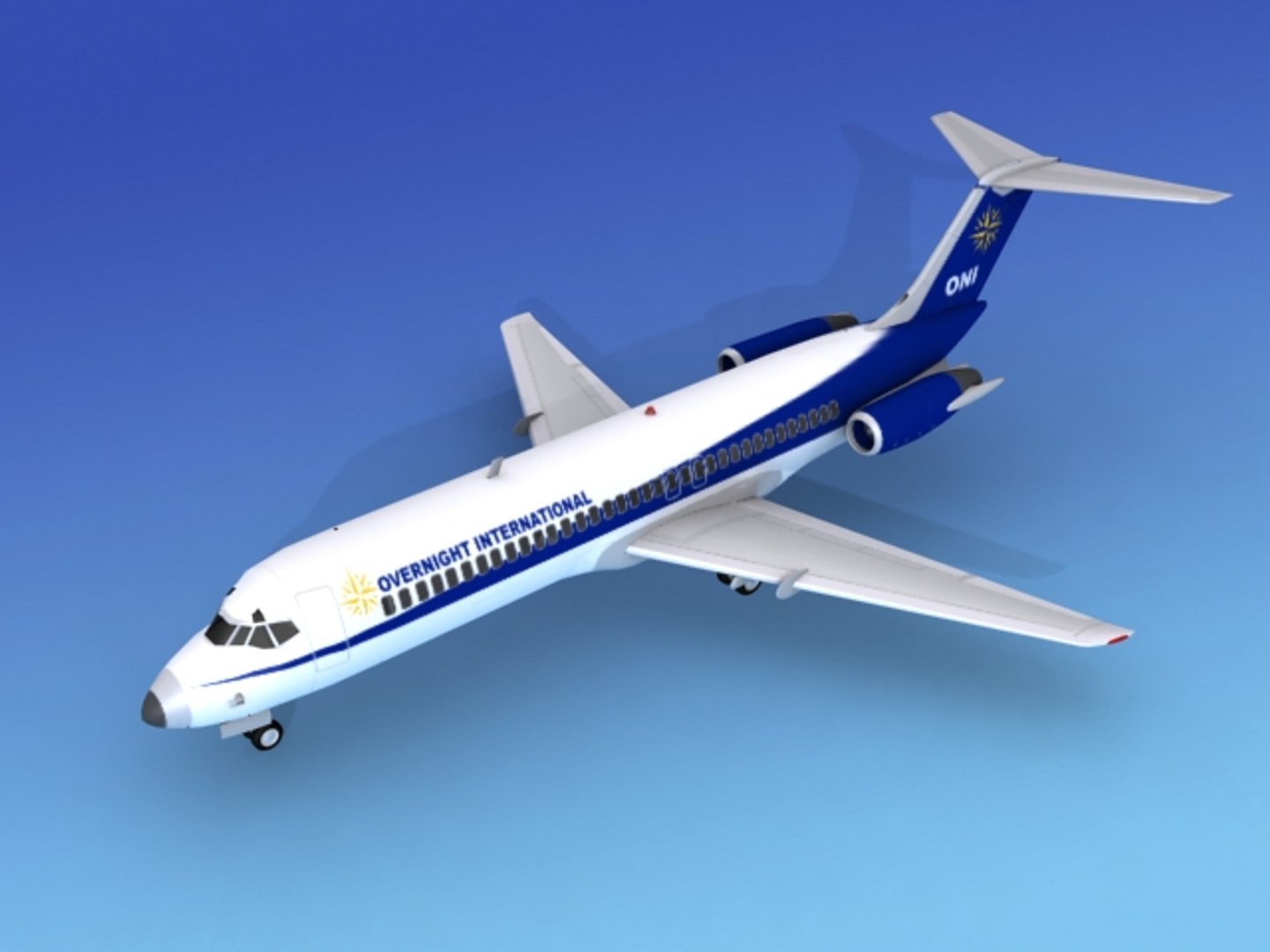 3d dc-9 commercial airliner model