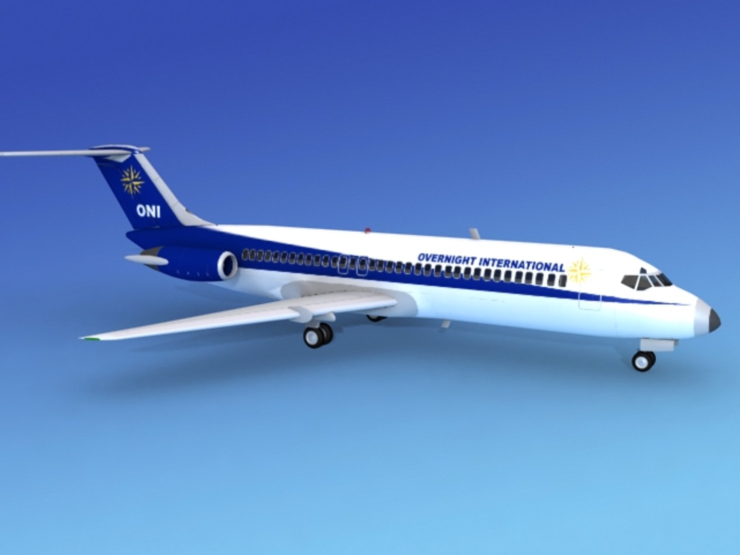 3d dc-9 commercial airliner model