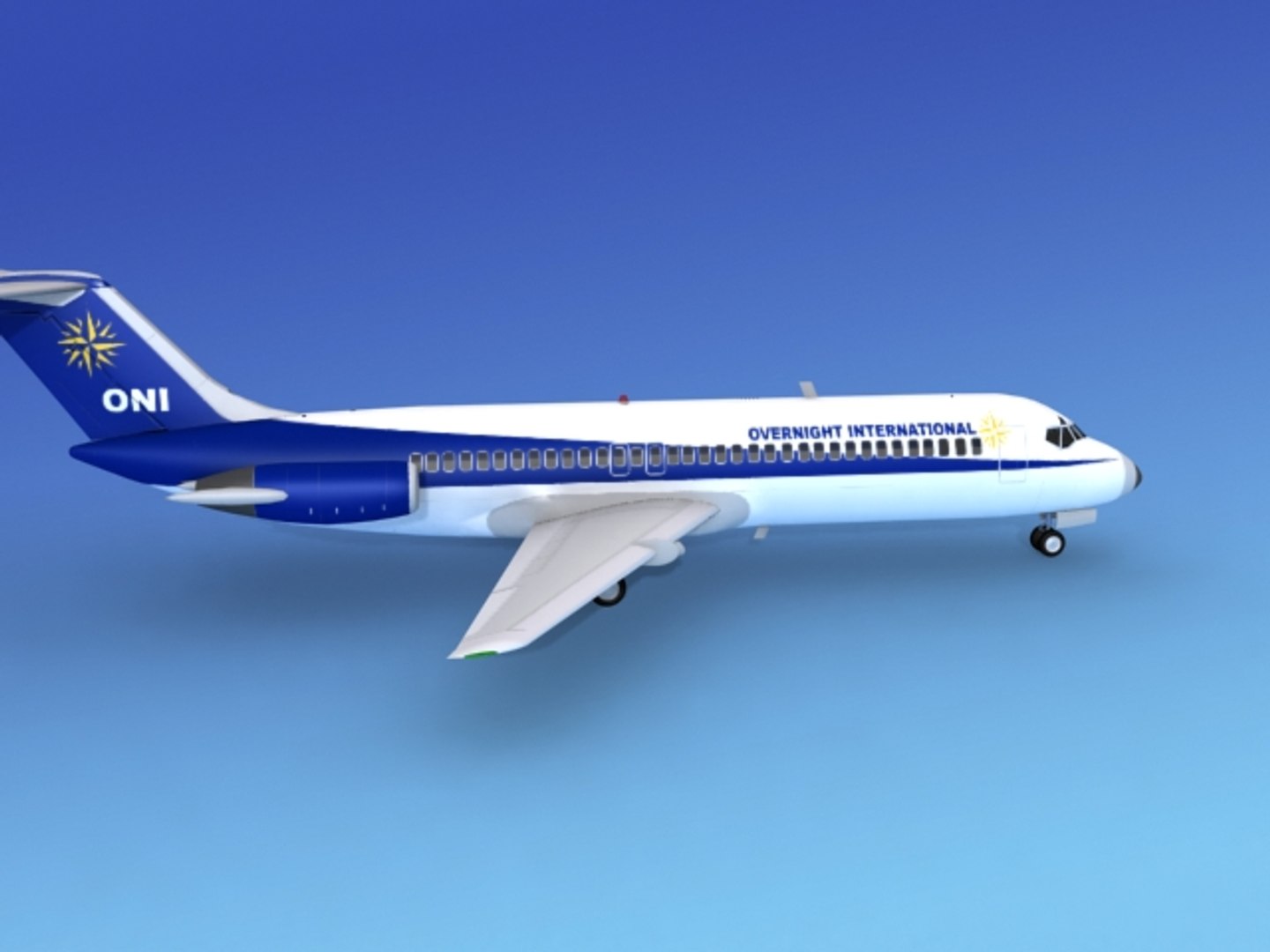 3d dc-9 commercial airliner model
