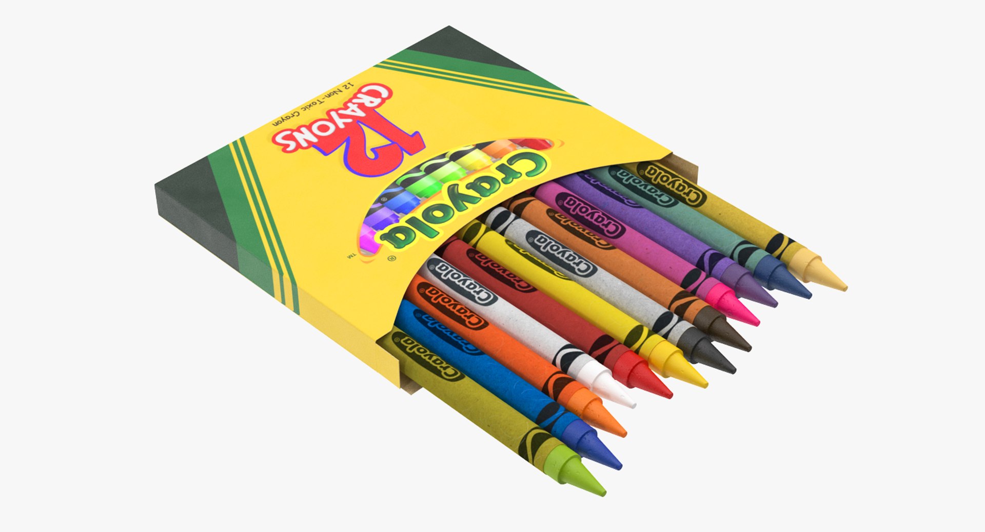 Opened Crayons Box 12 Model - TurboSquid 1287534
