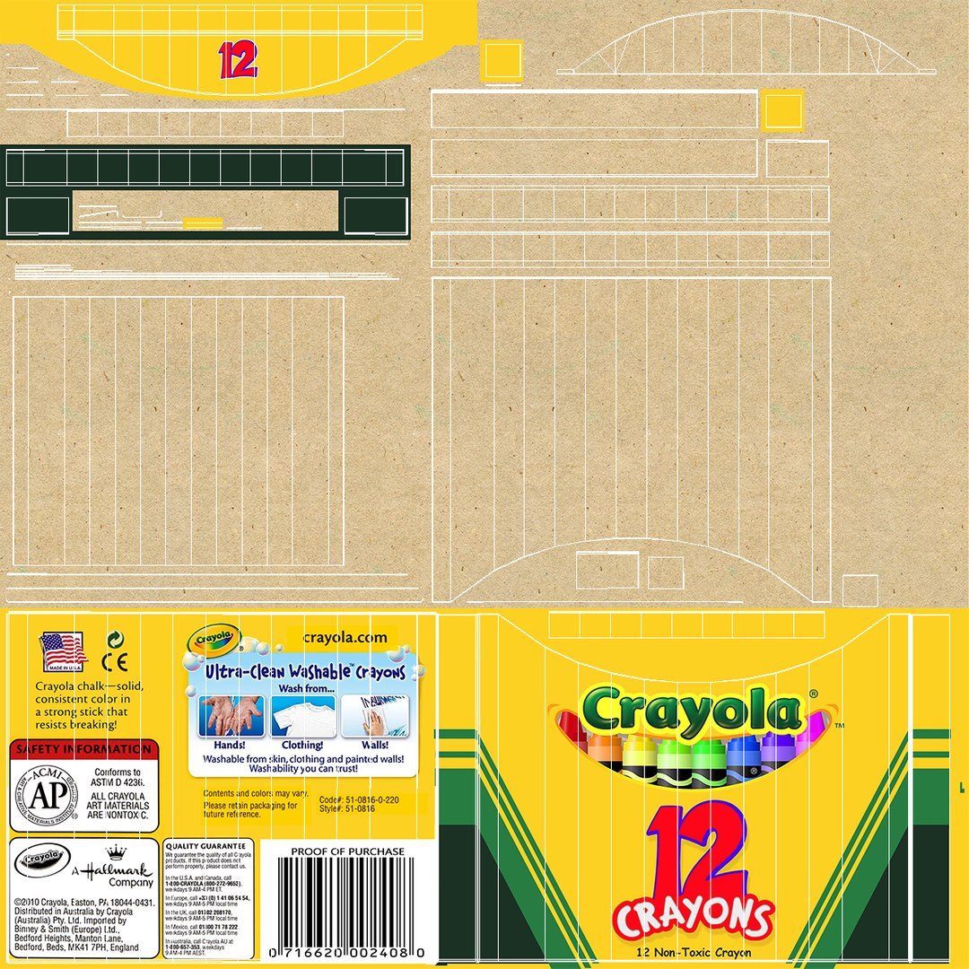 Opened crayons box 12 model - TurboSquid 1287534