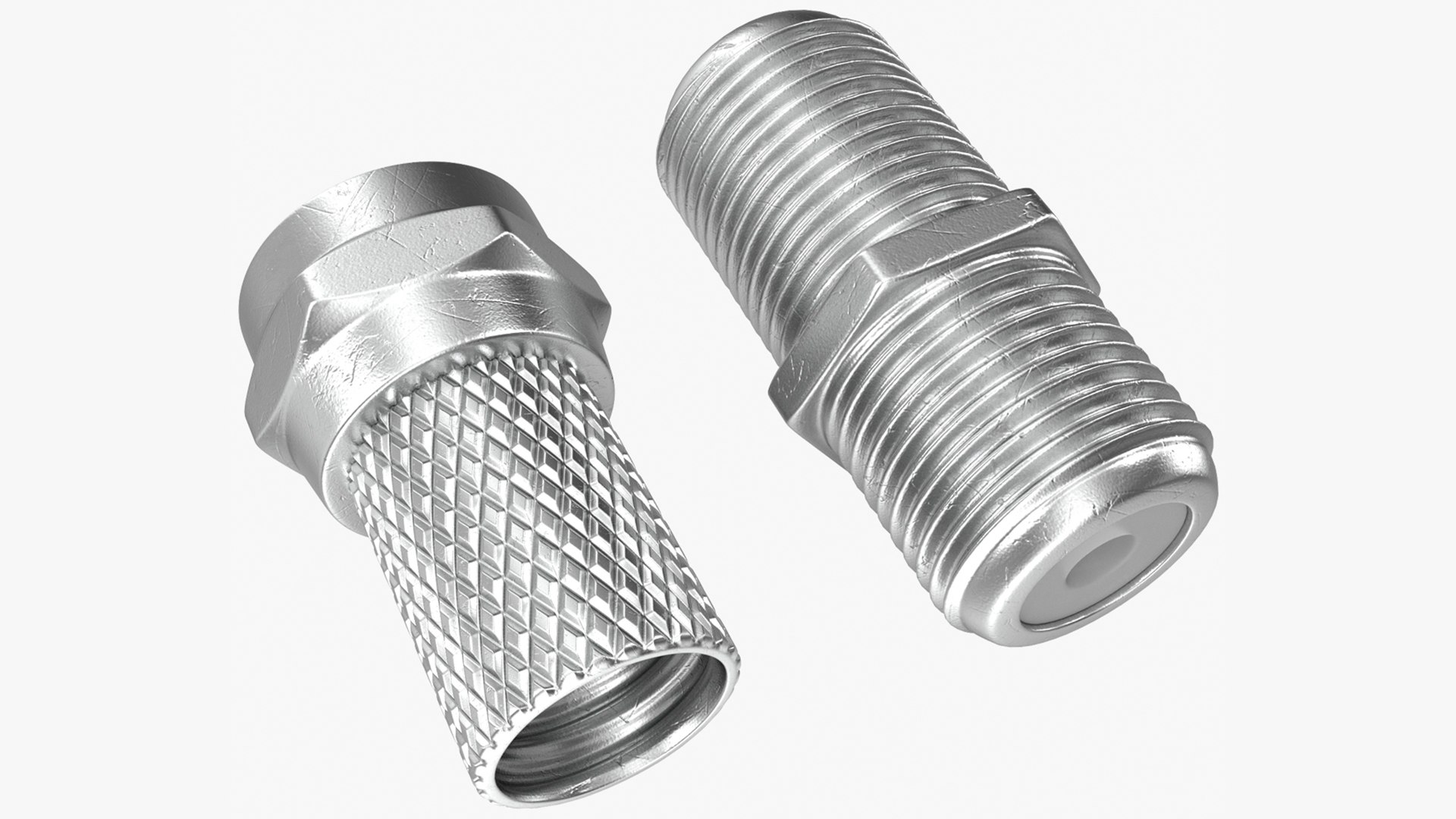 Coaxial Cable Connector and Extender Set Silver Plated 3D model ...