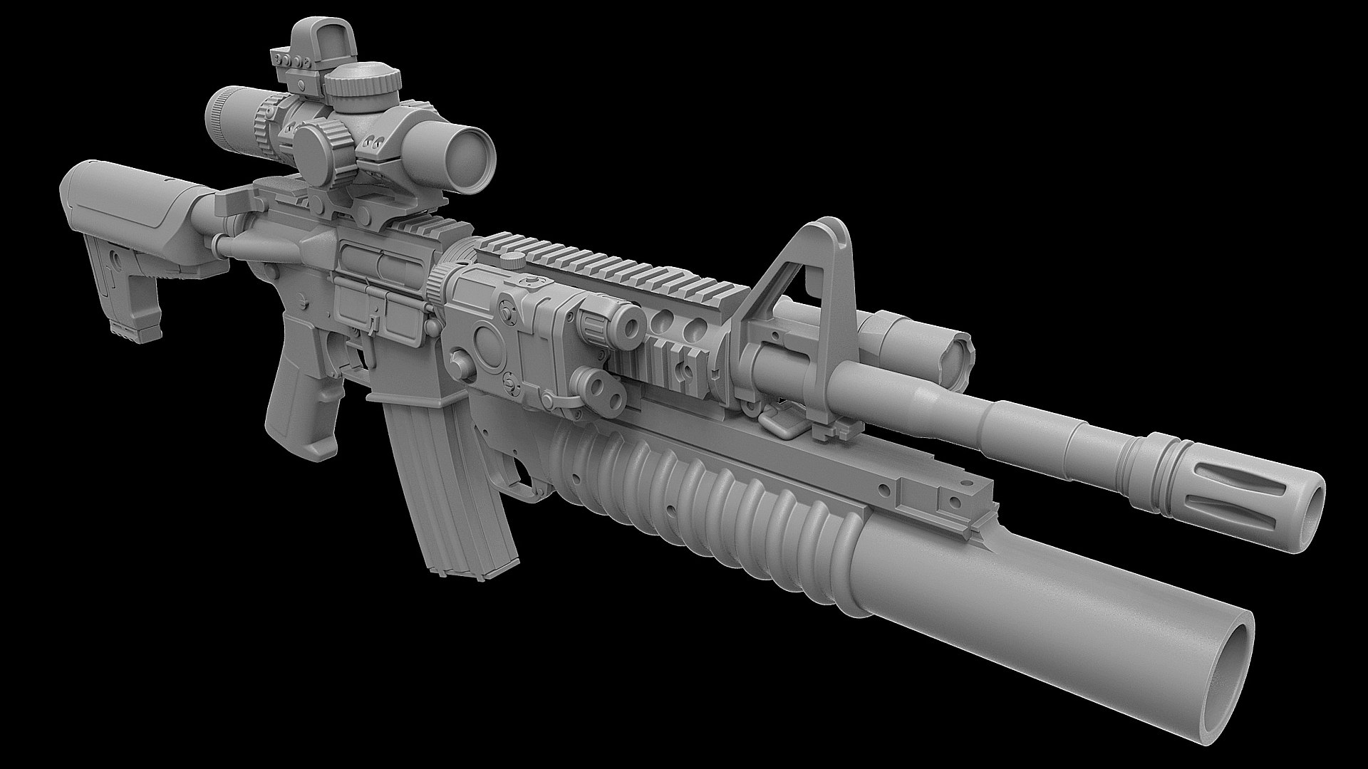 M4 M203 3D Model - TurboSquid 1966539
