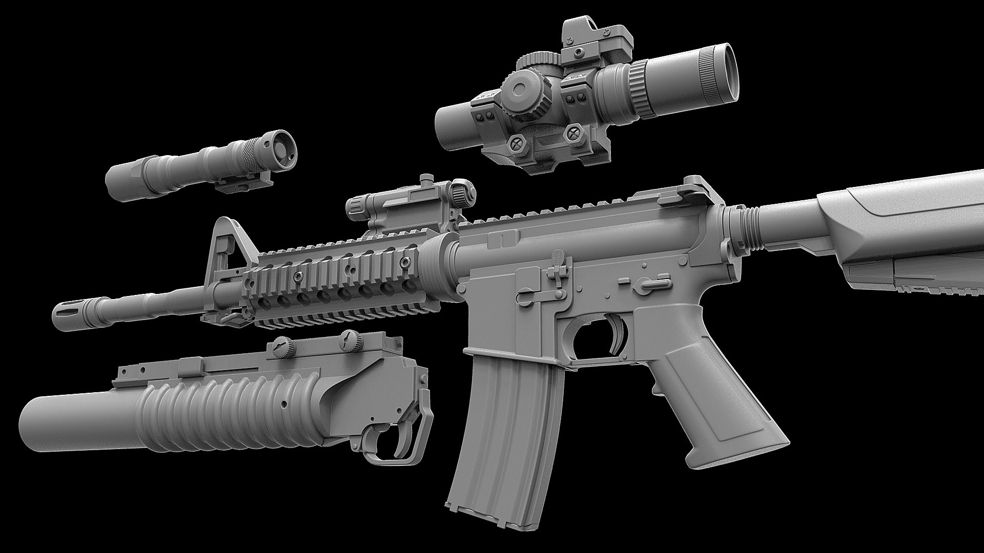 M4 M203 3D Model - TurboSquid 1966539