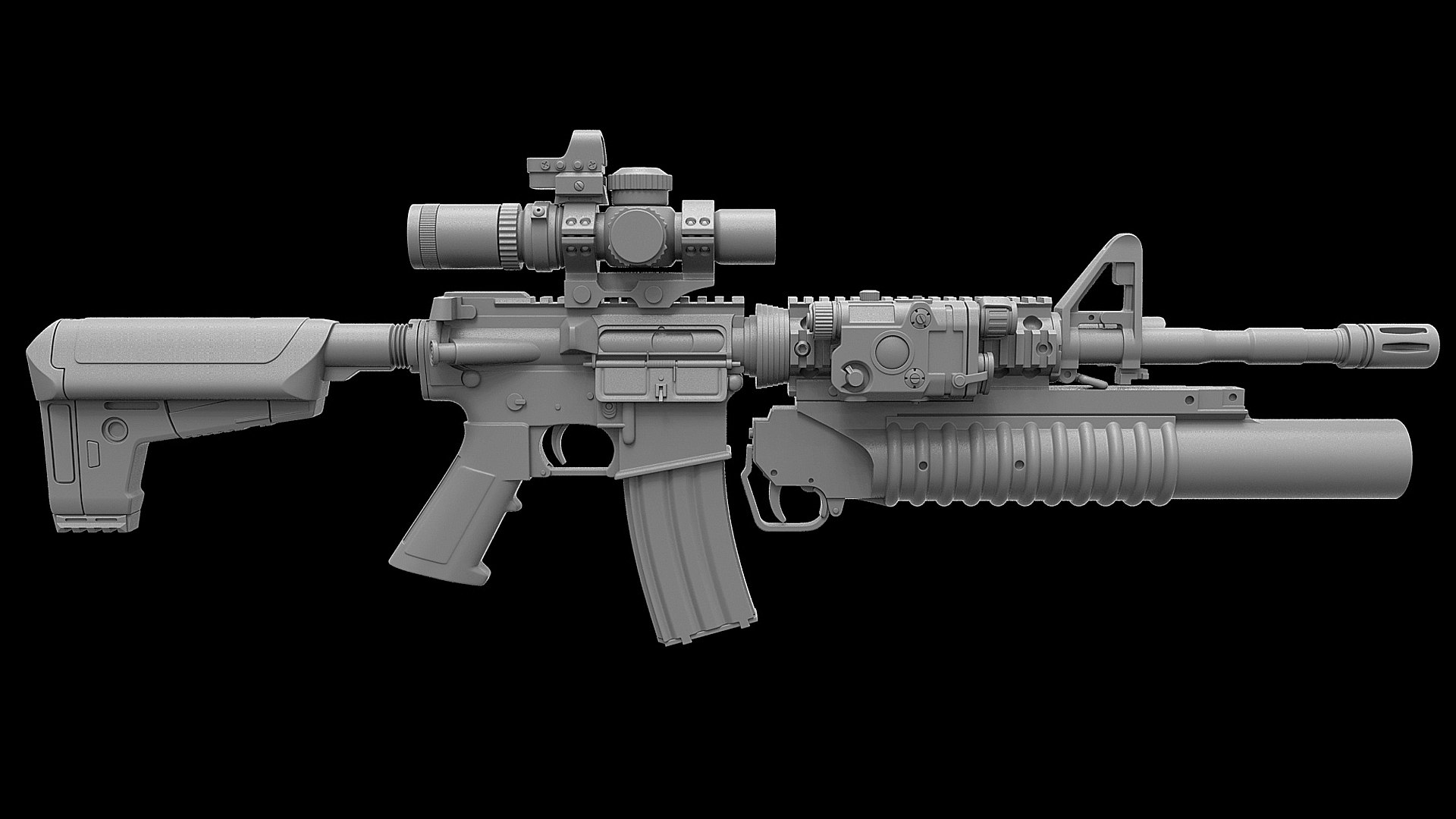 M4 M203 3D Model - TurboSquid 1966539