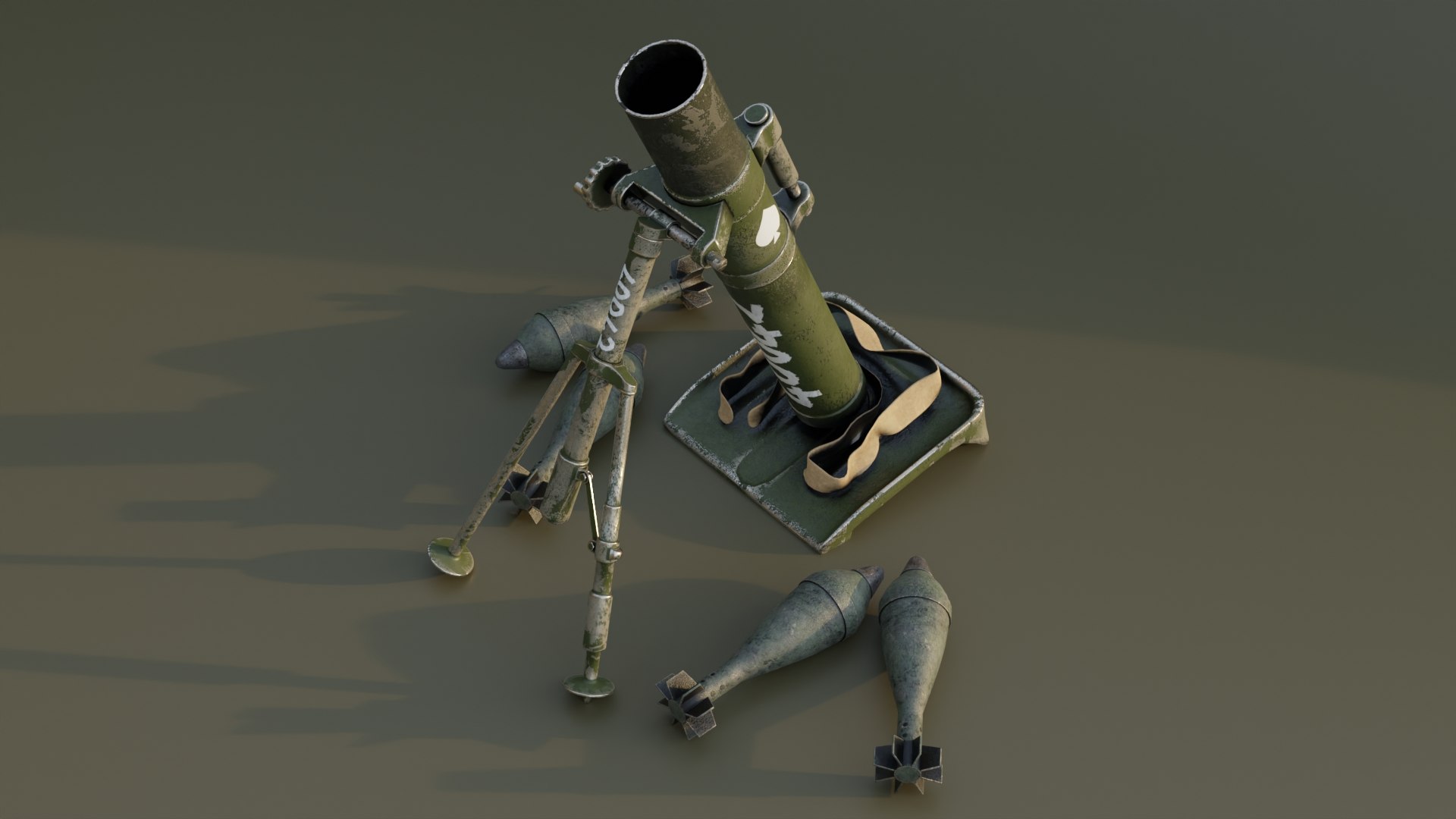Mortar And Rocket With Blender 3D Model - TurboSquid 2151682