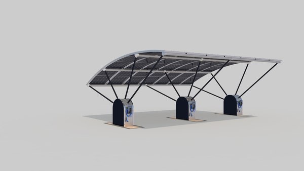 3D Outdoor Parking With Solar System - TurboSquid 1845472