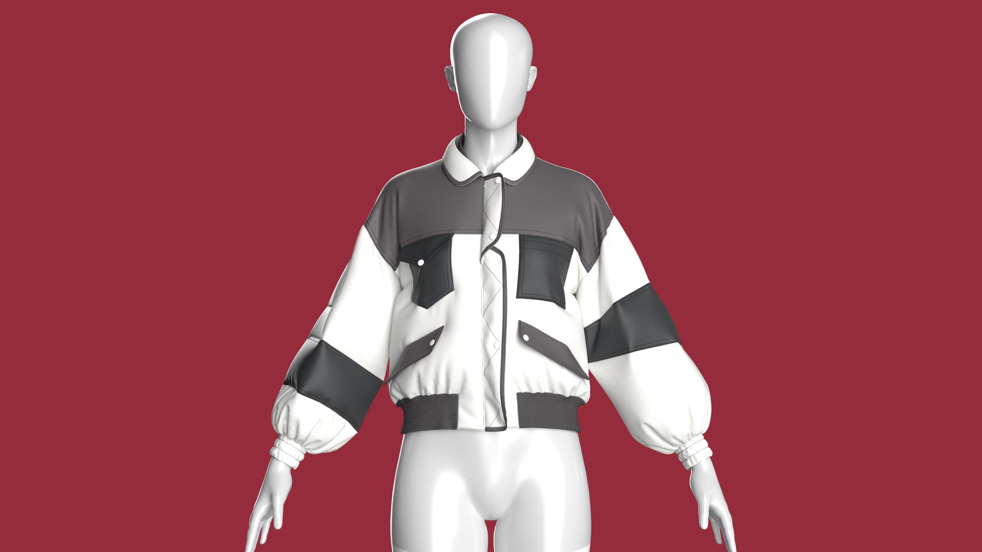 3D Model Girls Bomber Pocket Jacket - TurboSquid 2330825